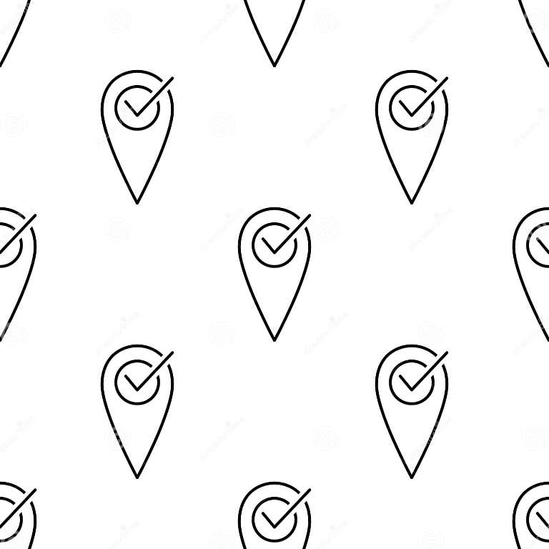 Seamless Pattern, Location Pin and Check Mark. GPS Navigator Pointer ...