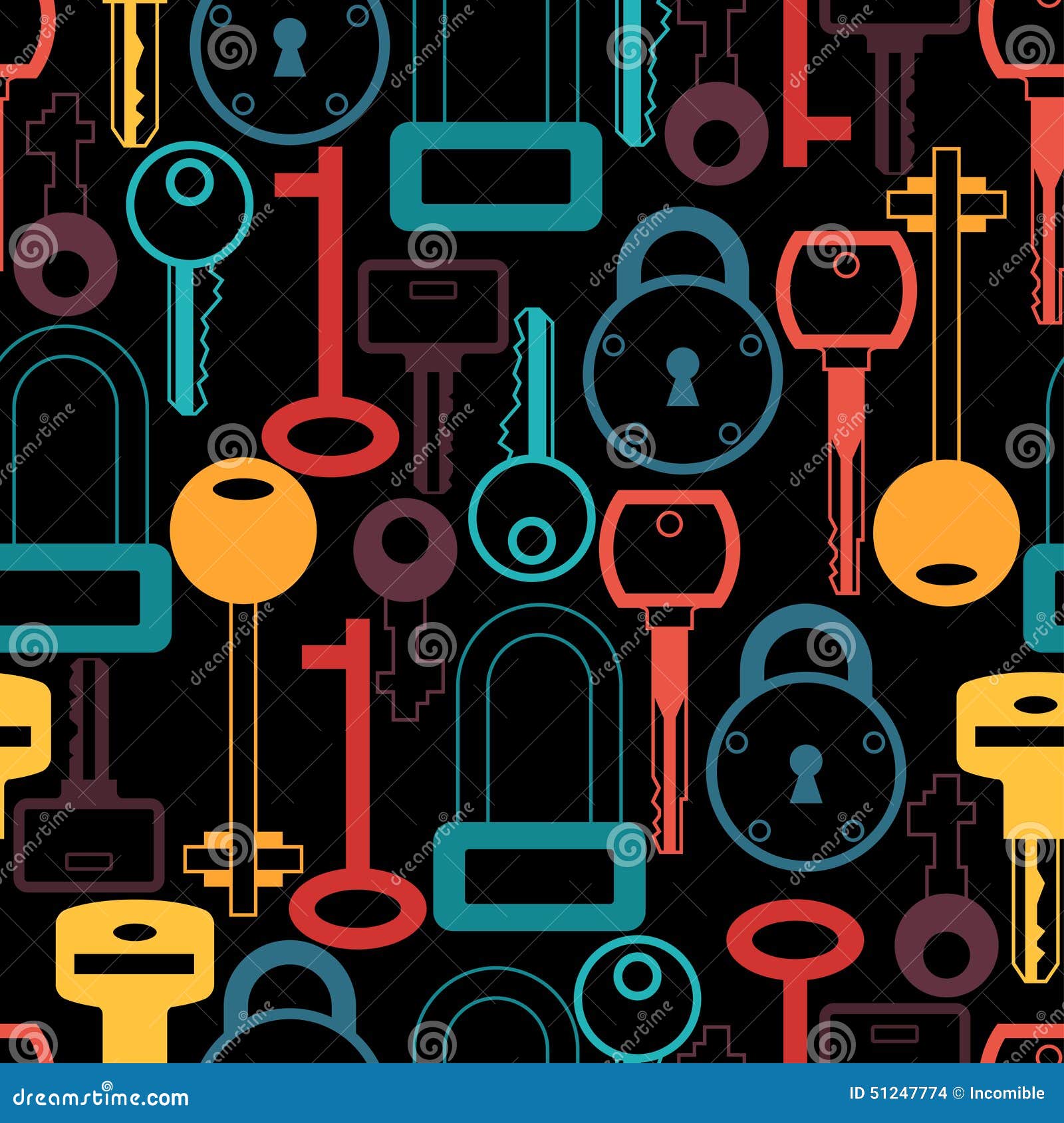 Seamless Pattern with Locks and Keys Icons Stock Vector - Illustration ...