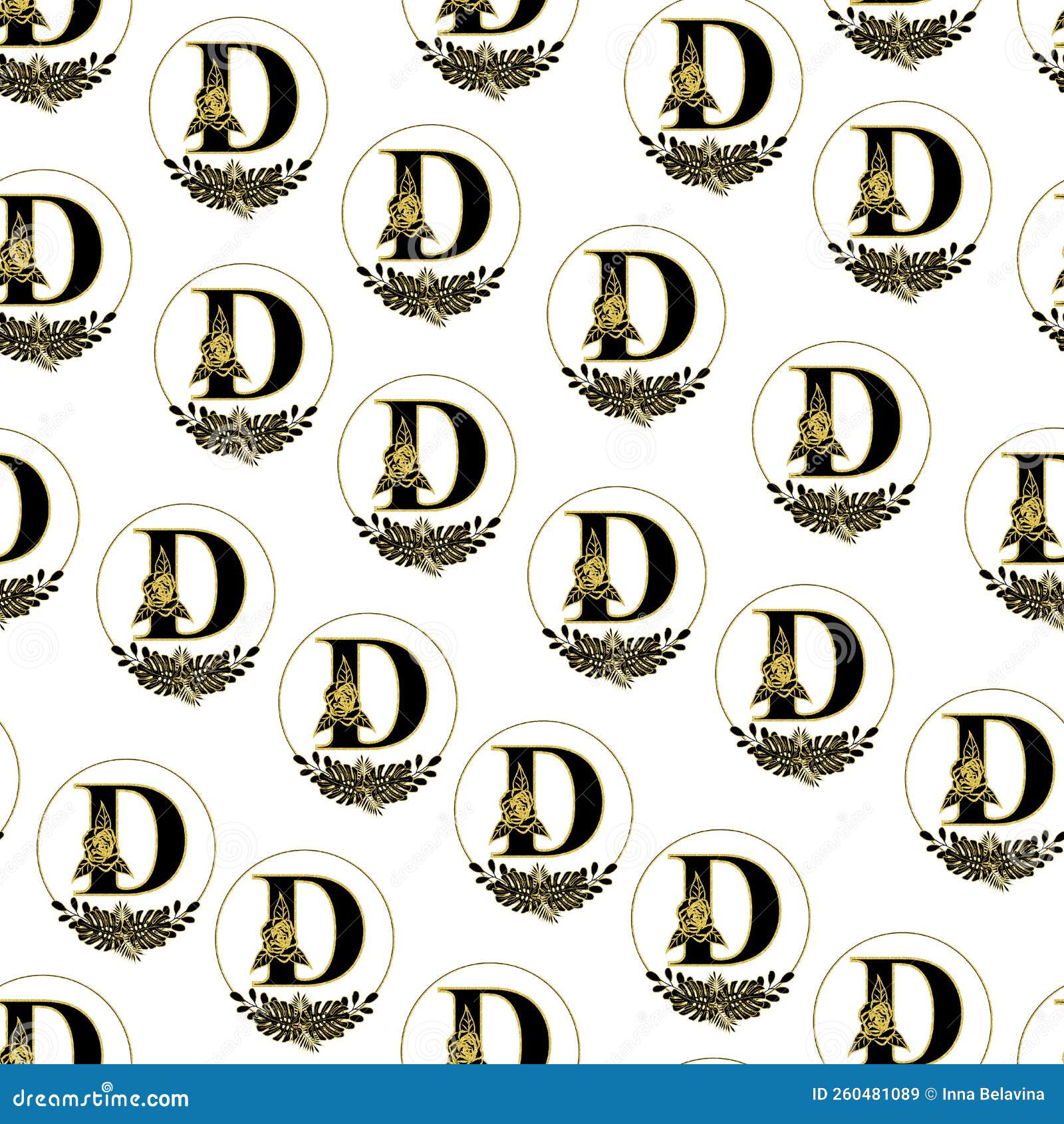 Pattern with Monogram D. Repeating Pattern with Letter D. Seamless ...