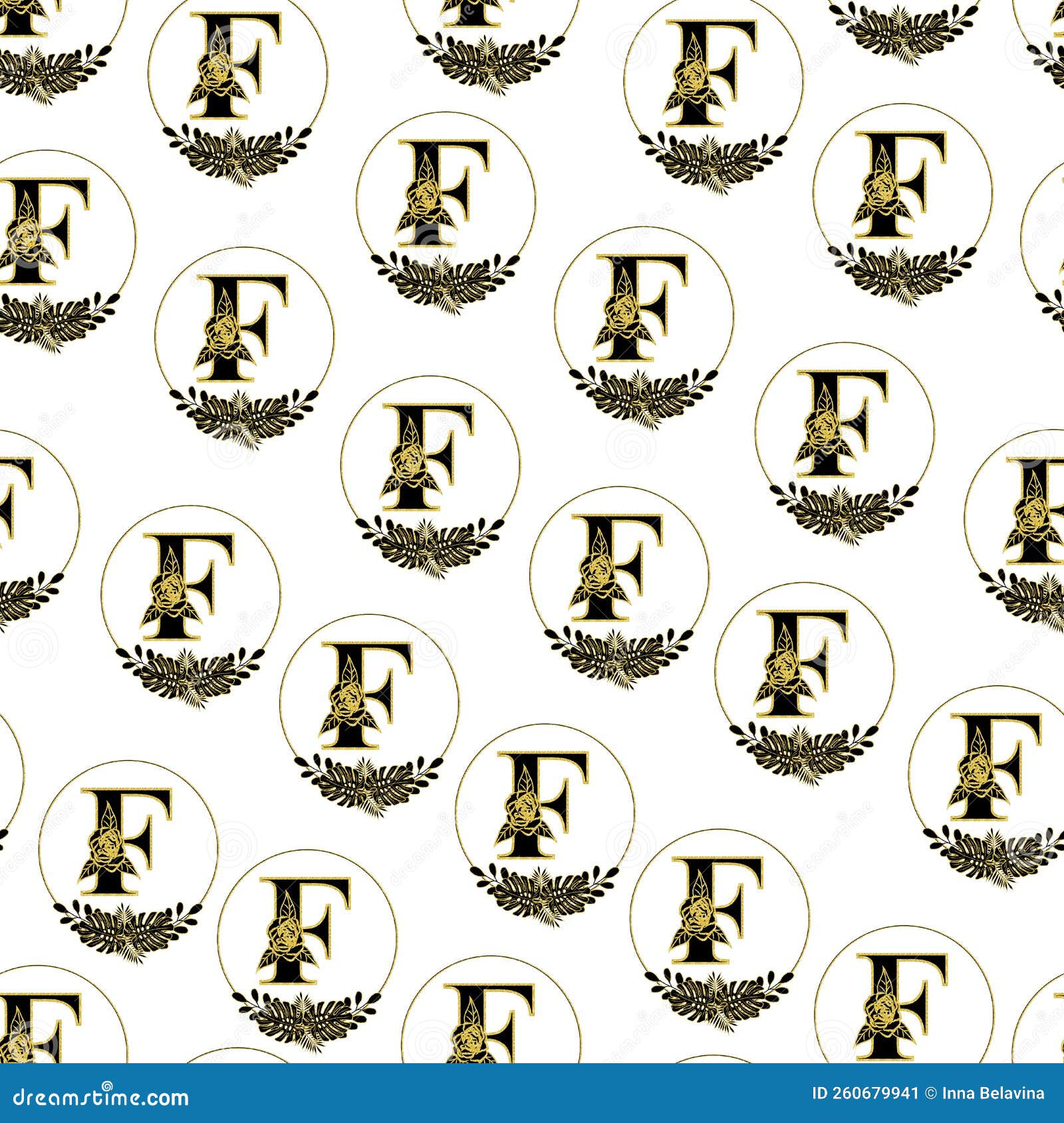 Pattern with Monogram F. Repeating Pattern with Letter F. Seamless ...