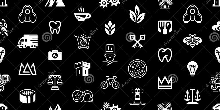 Seamless Pattern with Logos Stock Vector - Illustration of circle, mega ...