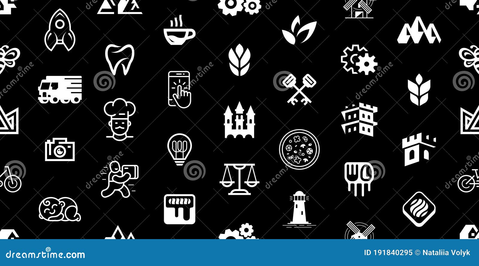 Seamless Pattern with Logos Stock Vector - Illustration of arrow ...