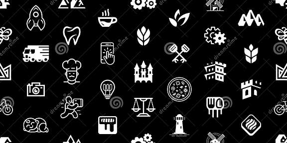 Seamless Pattern with Logos Stock Vector - Illustration of arrow ...