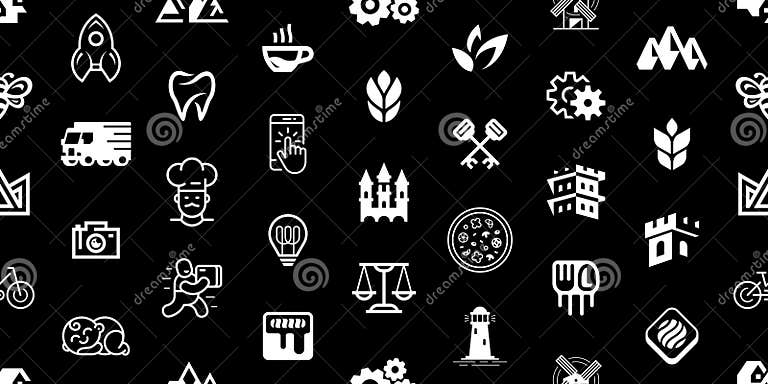 Seamless Pattern with Logos Stock Vector - Illustration of arrow ...