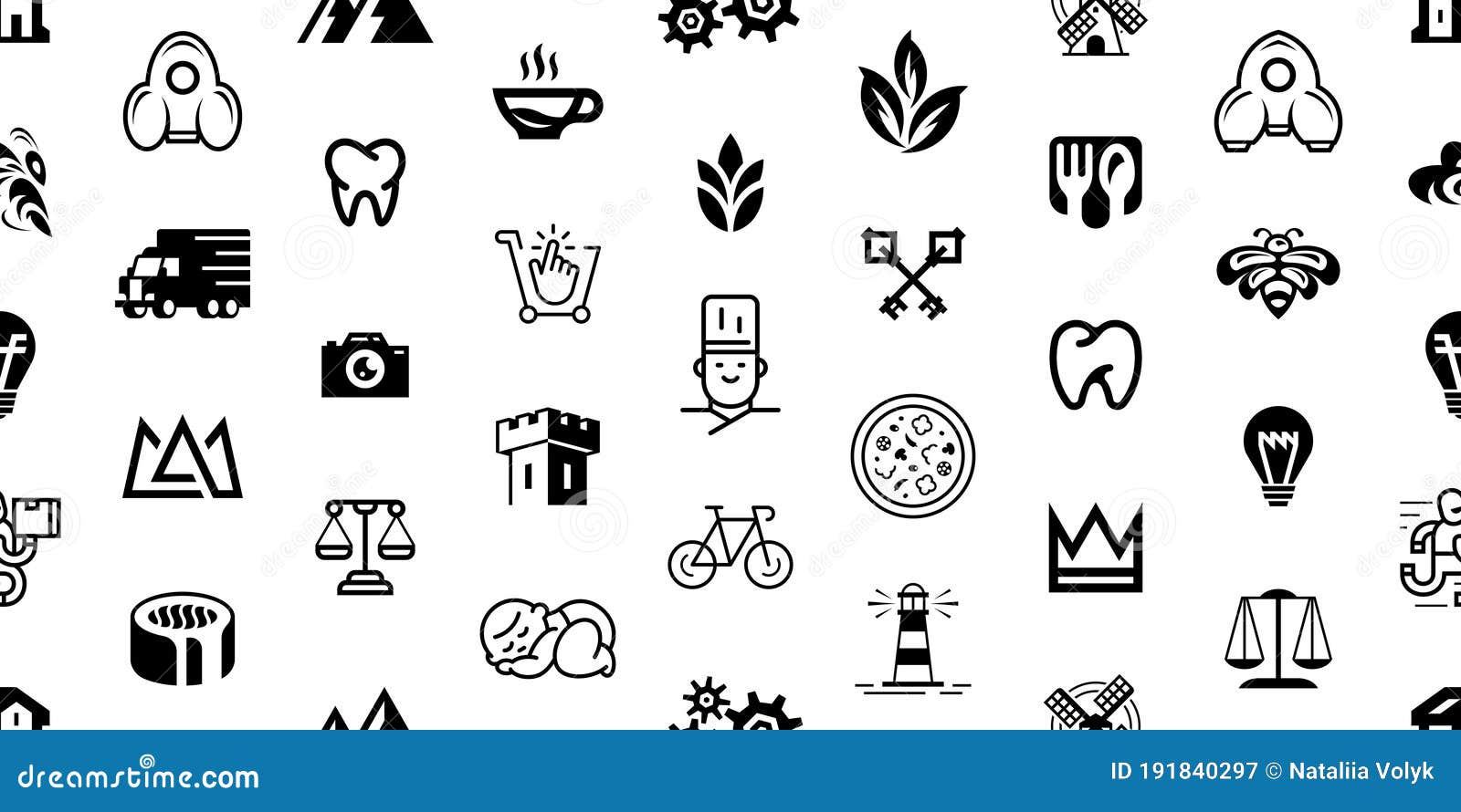 Seamless Pattern with Logos Stock Vector - Illustration of line, idea ...