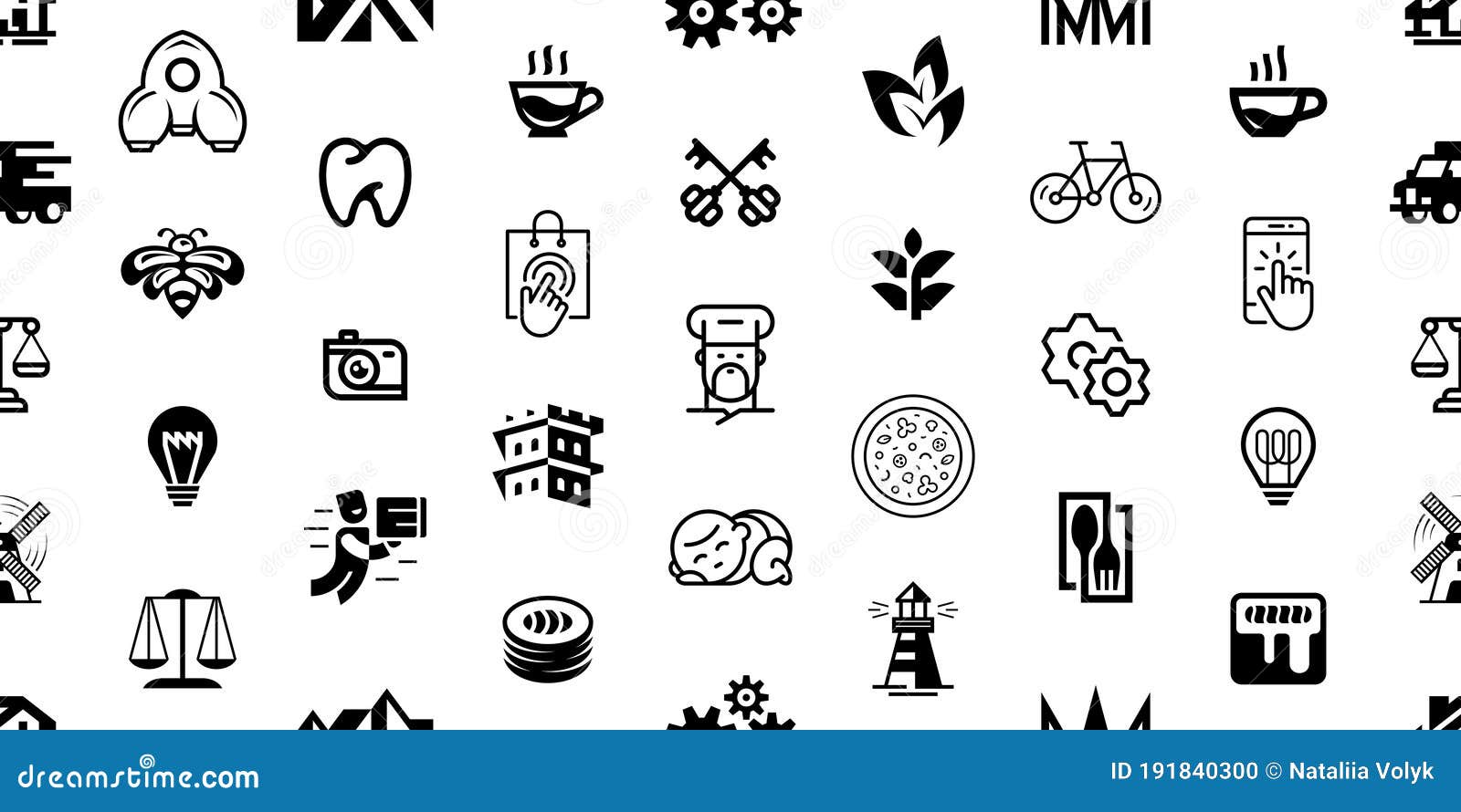 Seamless Pattern with Logos Stock Vector - Illustration of emblem ...