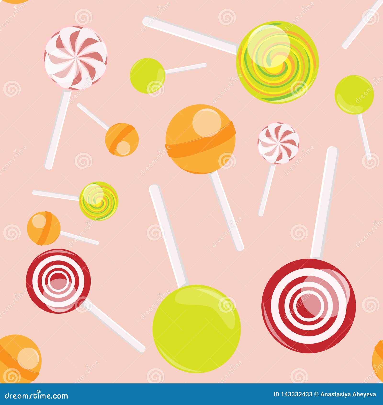 Seamless Pattern. Lollipops of Different Colors Stock Vector ...