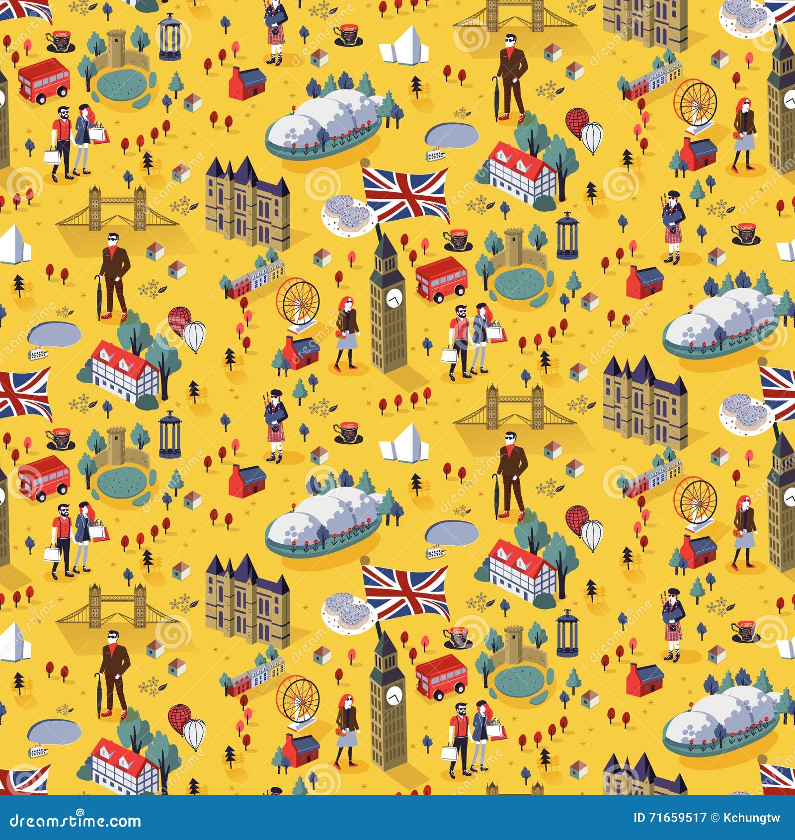 Seamless Pattern of London City Stock Illustration - Illustration of ...