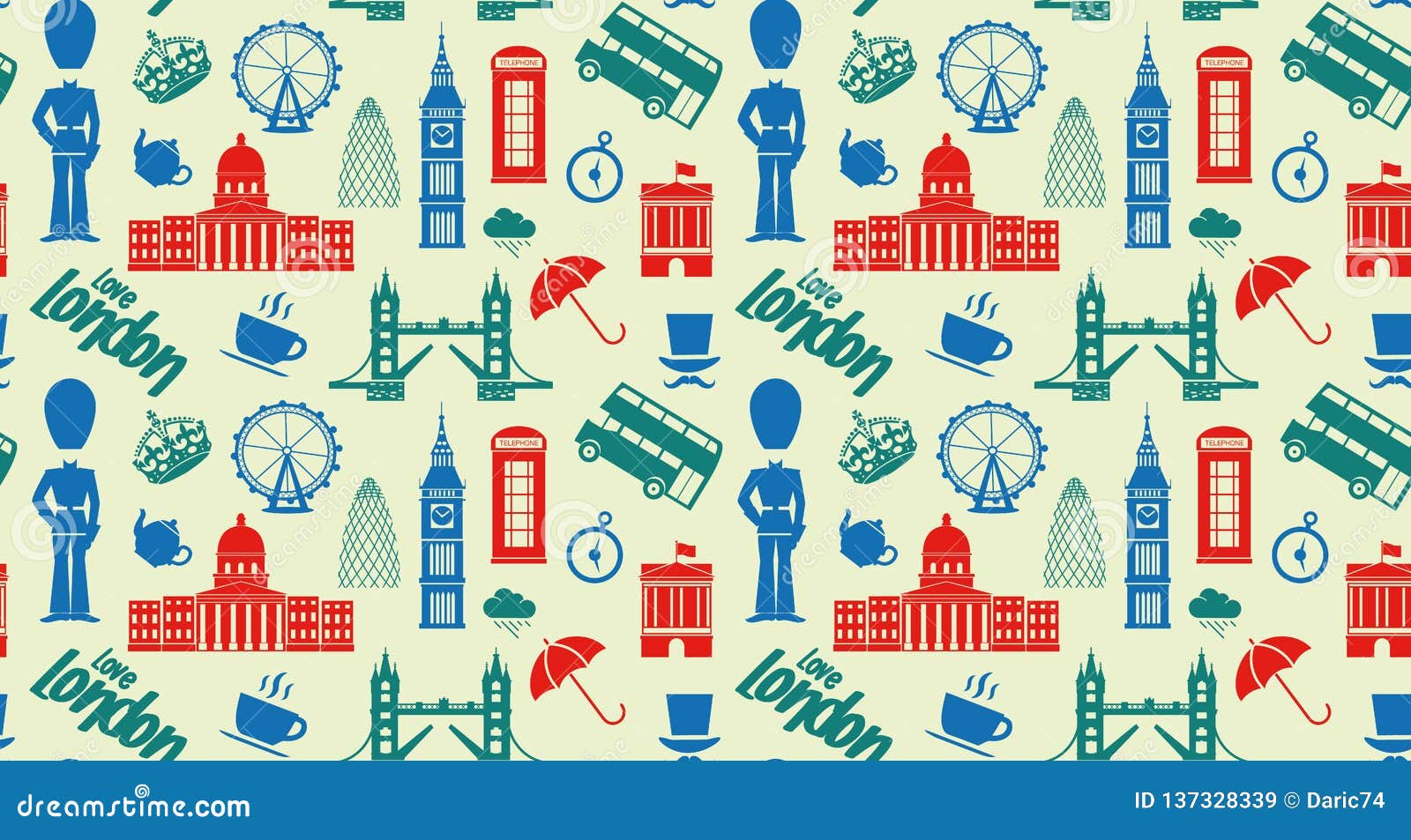 Seamless Pattern with London England Symbols and Landmarks Editorial ...