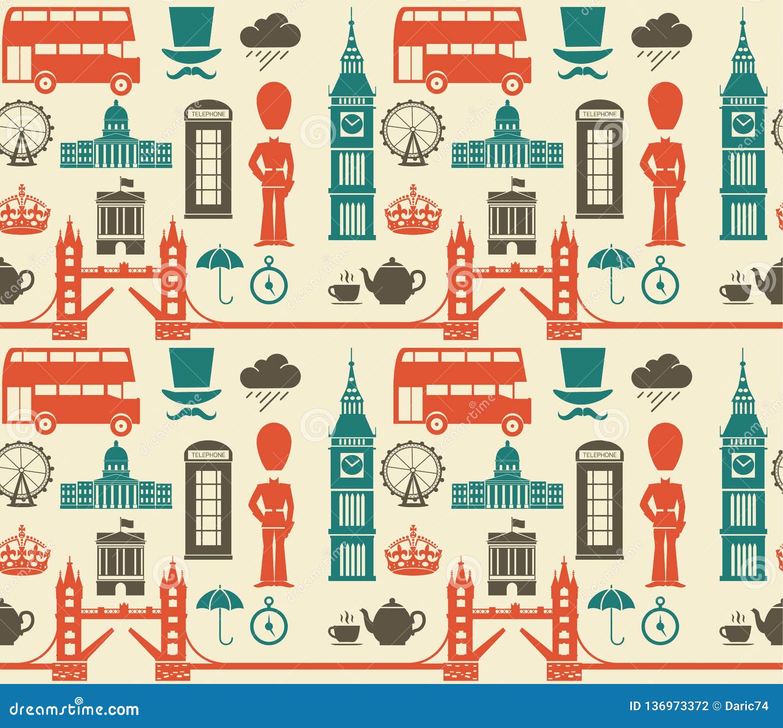 Seamless Pattern with London England Symbols and Landmarks. Stock ...
