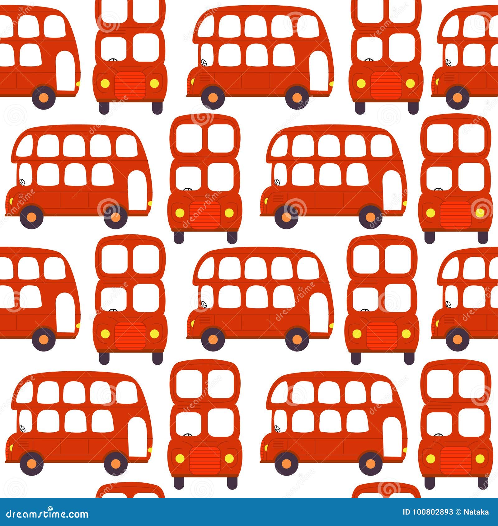 Seamless Pattern with London Red Bus Stock Vector - Illustration of ...