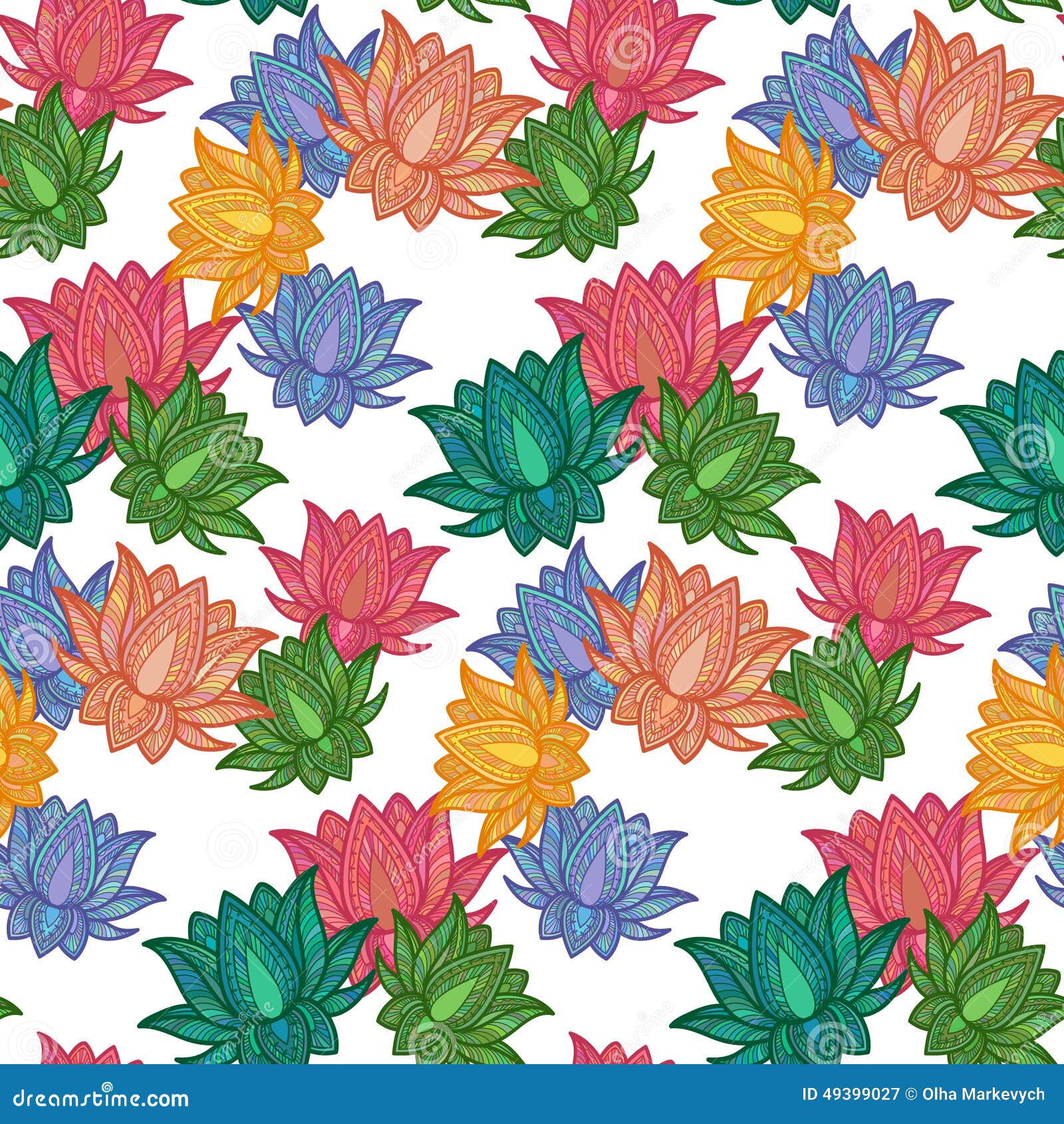 Seamless Pattern Lotus stock vector. Illustration of plant - 49399027