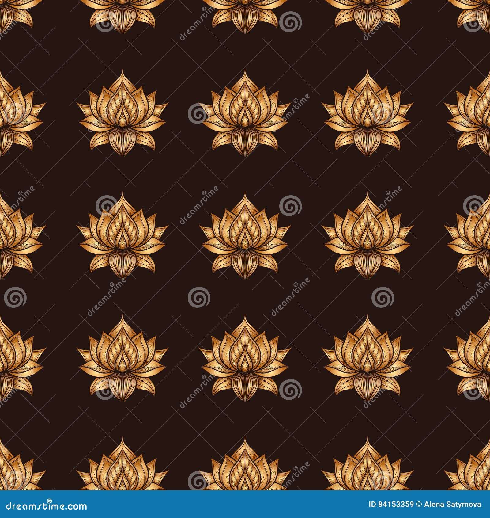 Seamless Pattern with Lotus Flowers. Vector Hand Drawn Illustration ...