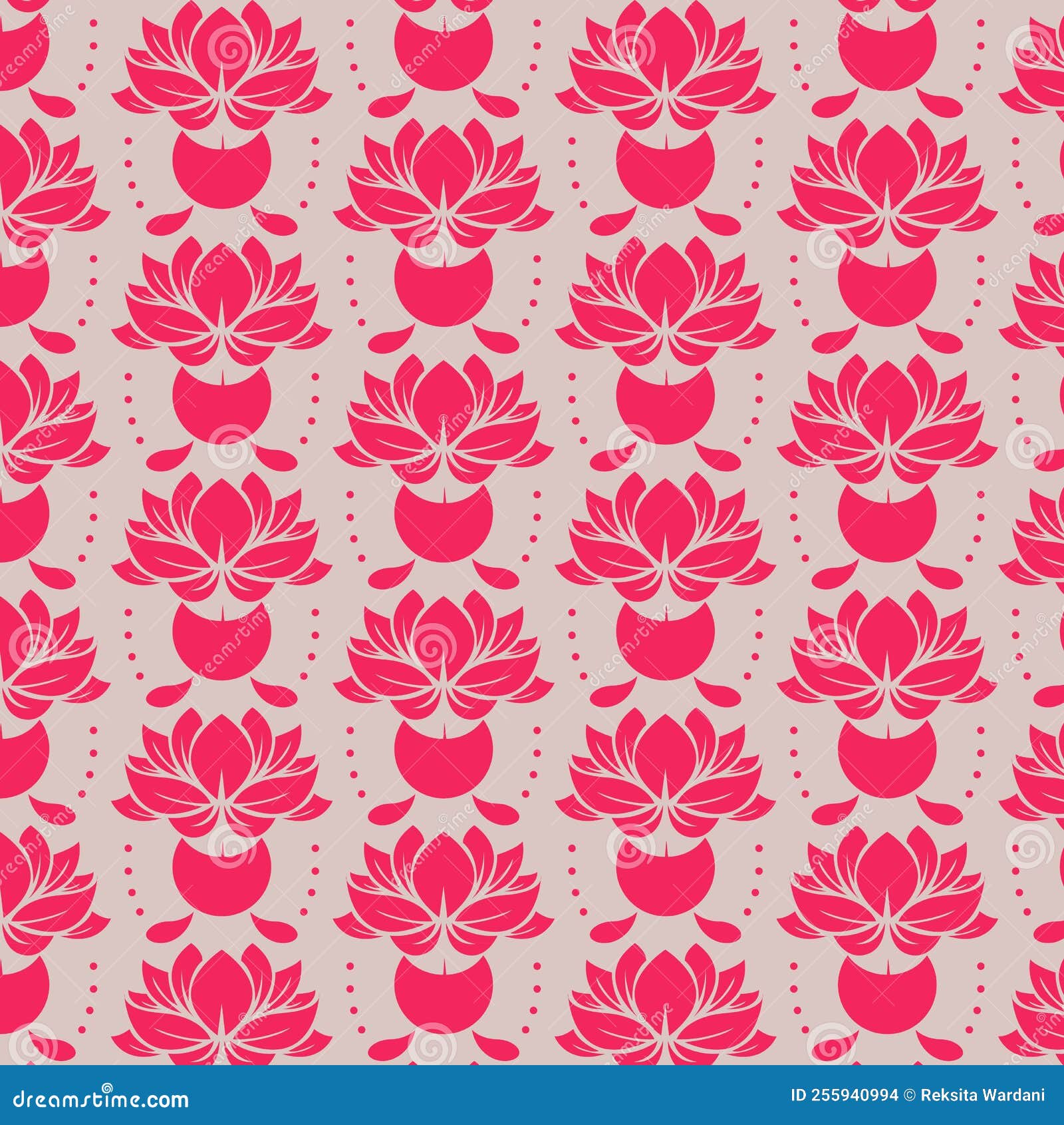 Seamless Pattern with Lotus in a Pot Stock Vector - Illustration of ...