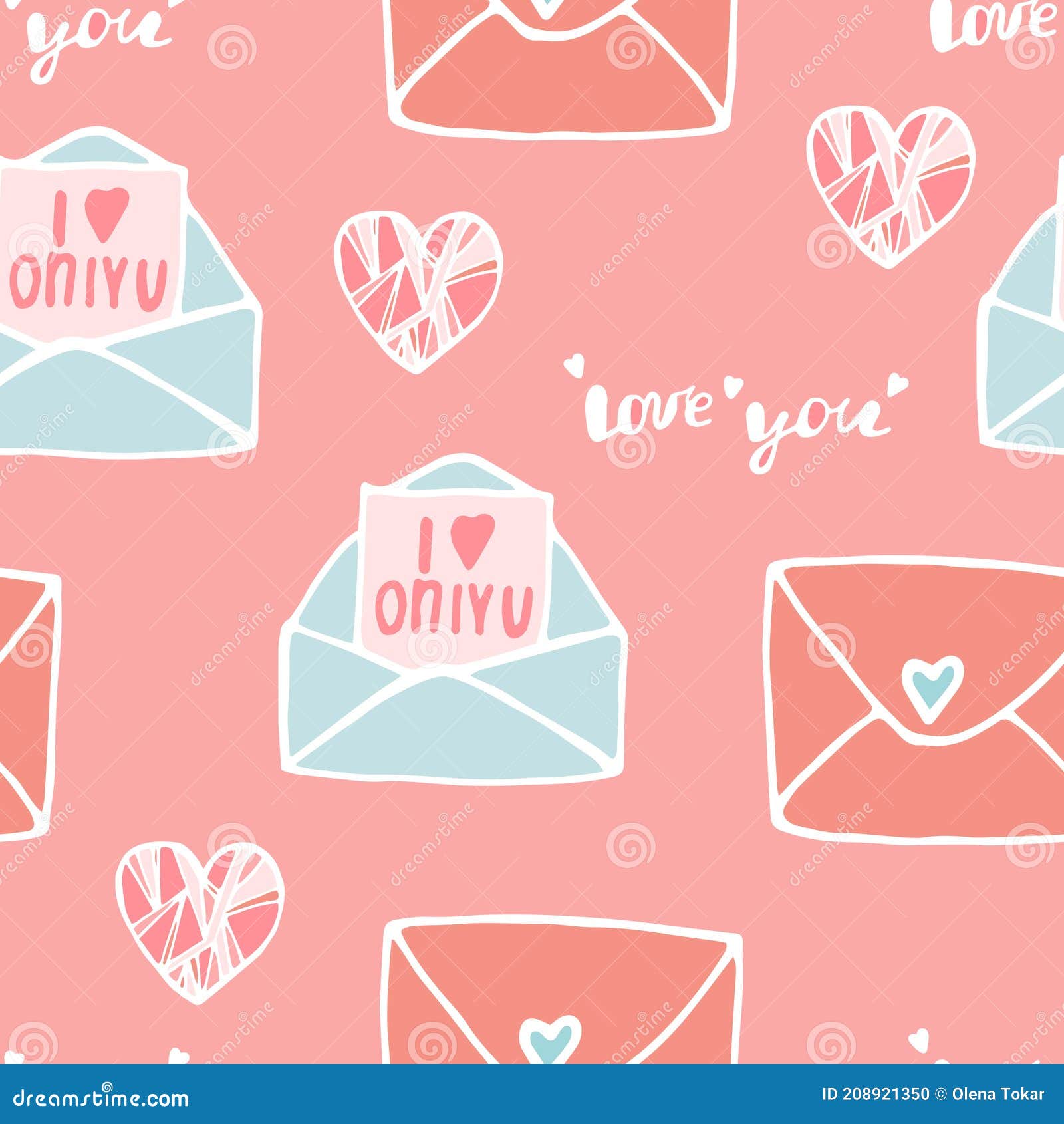 Seamless Pattern with Love Letters Envelopes with Notes about Love for ...