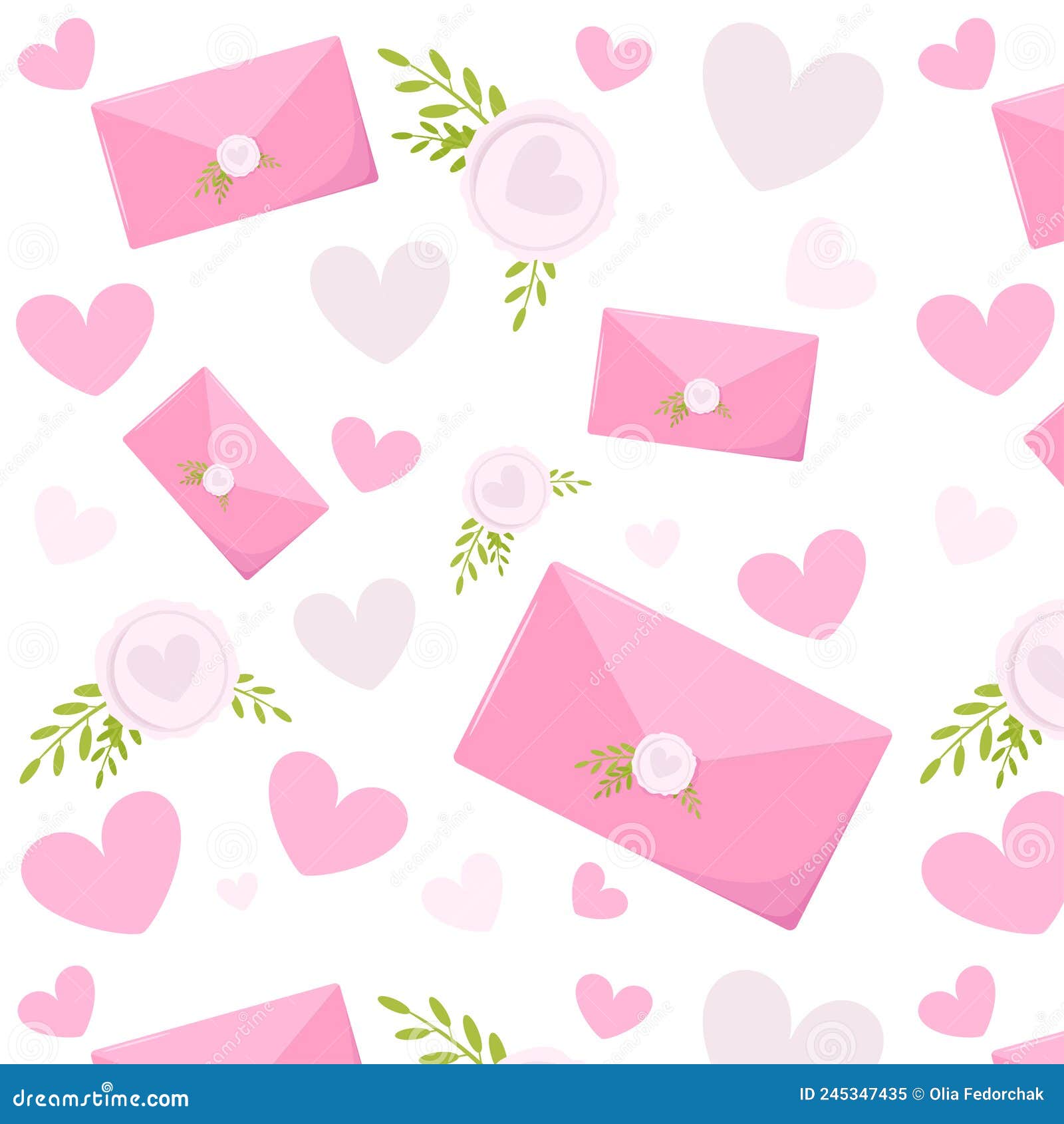 Seamless Pattern with Love Notes and Envelopes. Vector Stock Vector ...