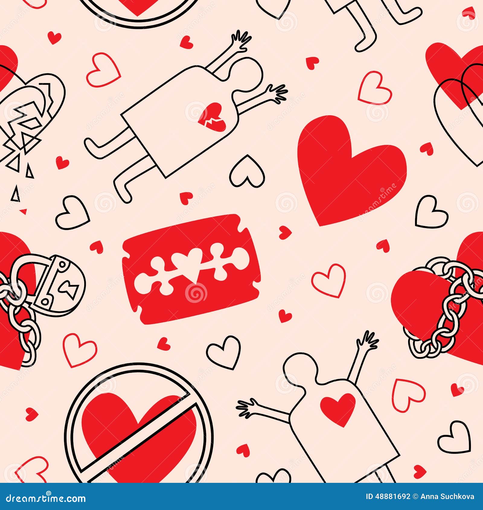 Seamless Pattern of Love Theme Stock Illustration - Illustration of ...