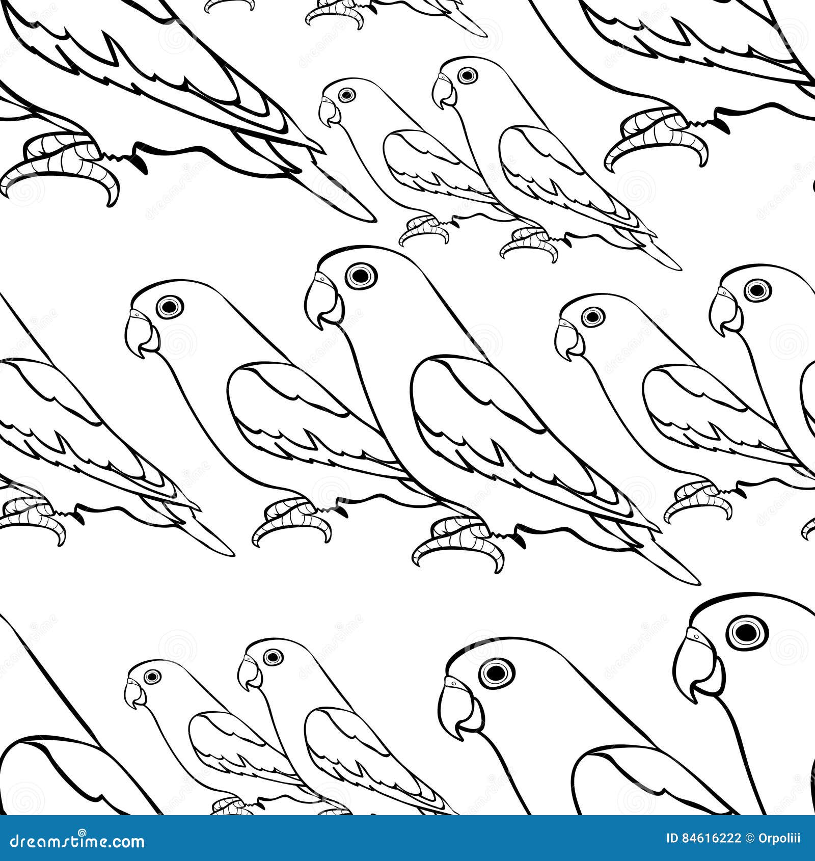 Seamless Pattern Lovebirds Parrot with a Red Beak Coloring Vect Stock ...