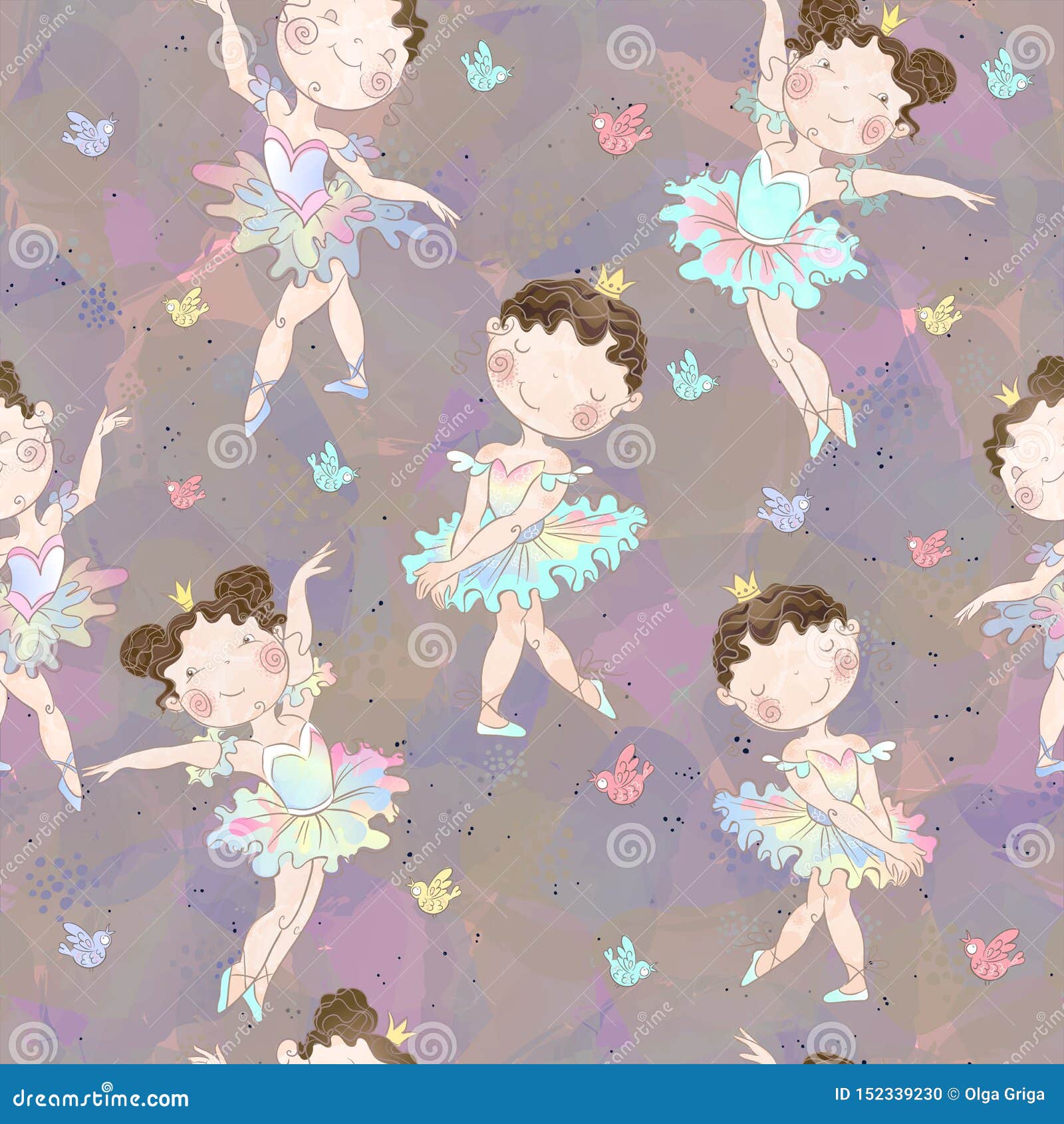 Seamless Pattern. Lovely Girls Ballerinas Dancing Stock Illustration ...