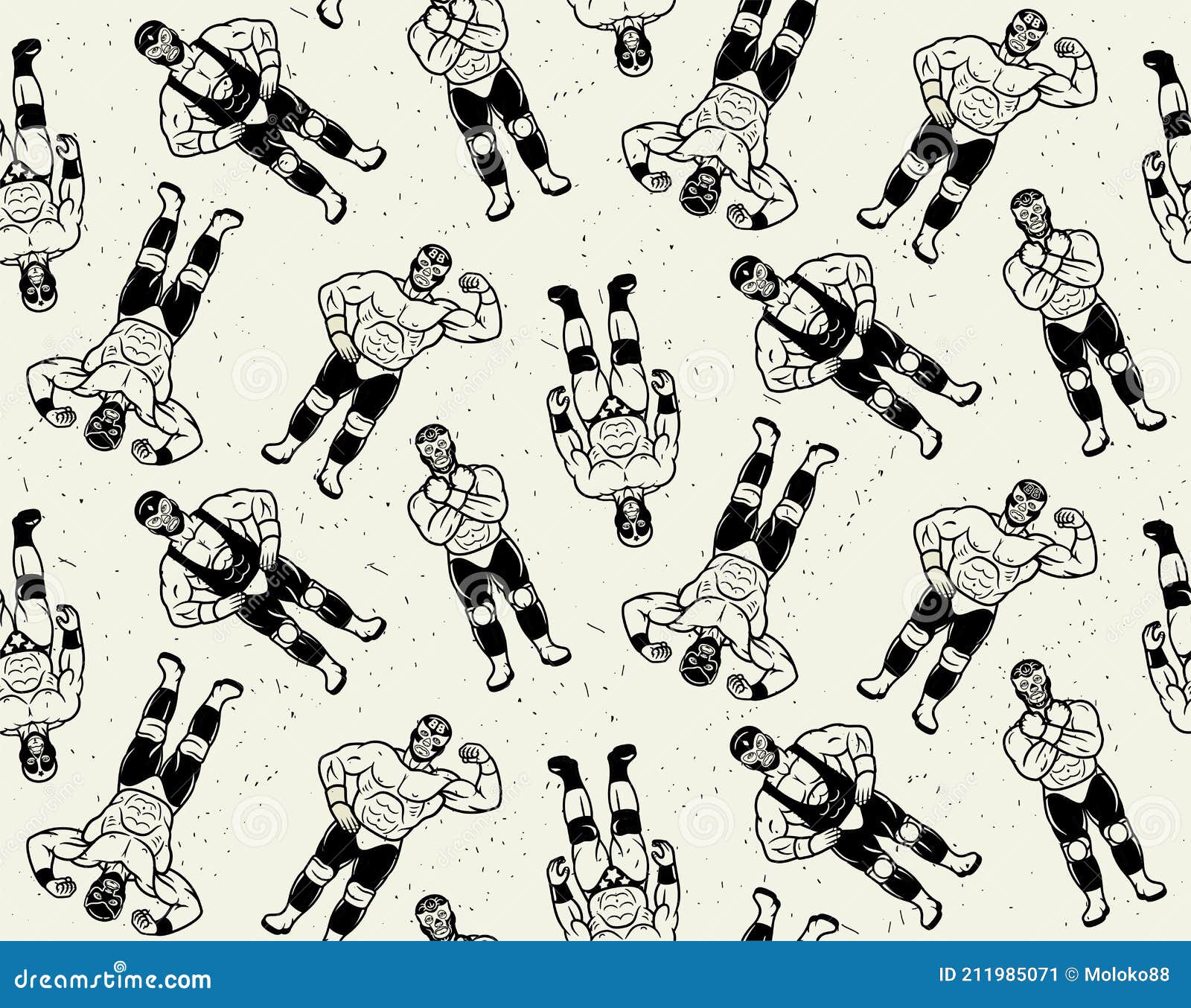 Seamless Pattern with Lucha Libre Characters. Mexican Wrestler Fighters ...