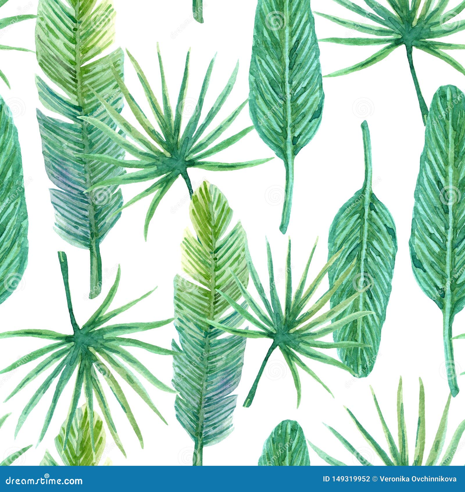 Seamless Pattern with Lush Greenery of Tropical Plants Stock ...