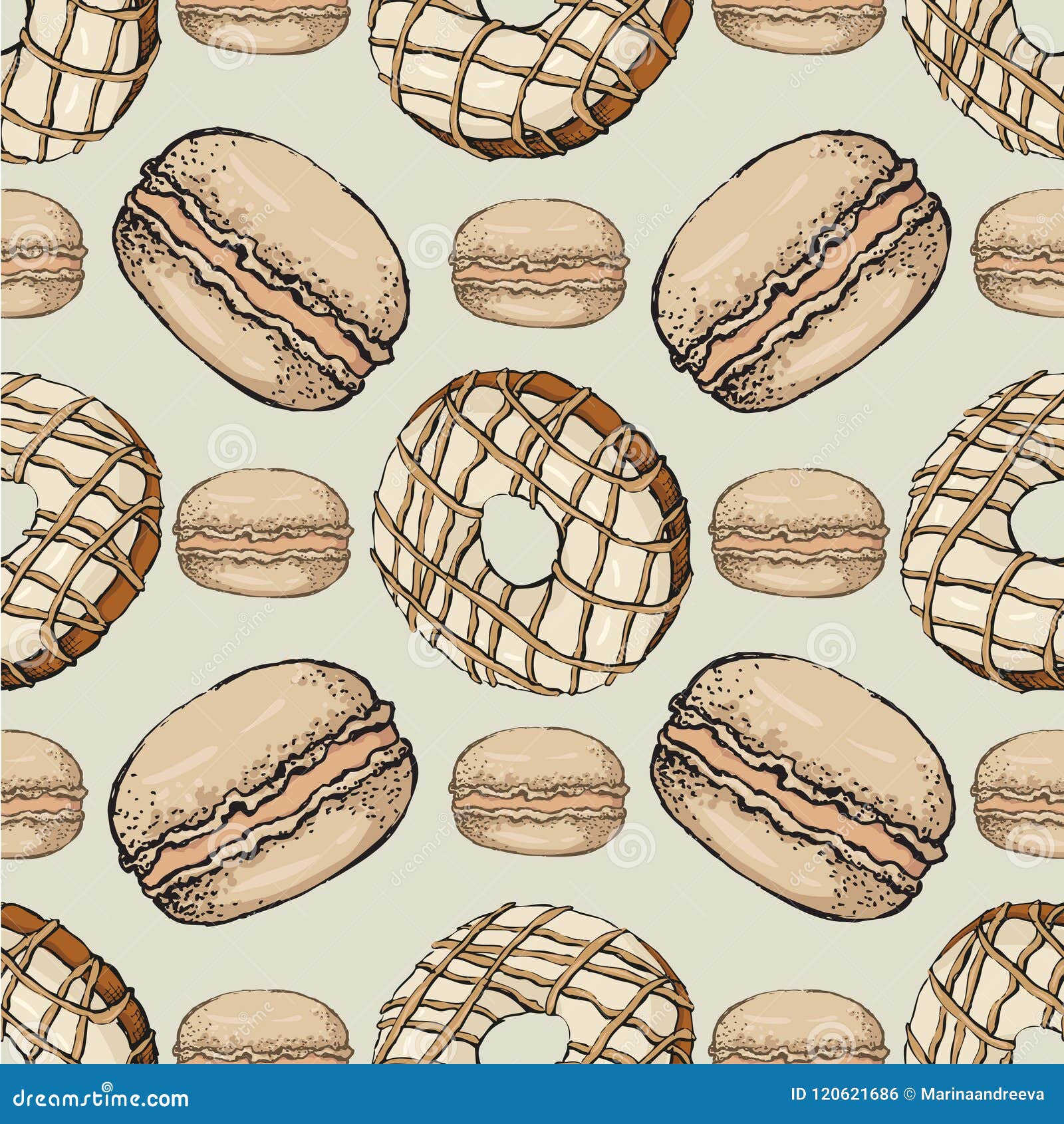 Seamless Pattern with Macaroons Color Sketch 5 Stock Vector ...