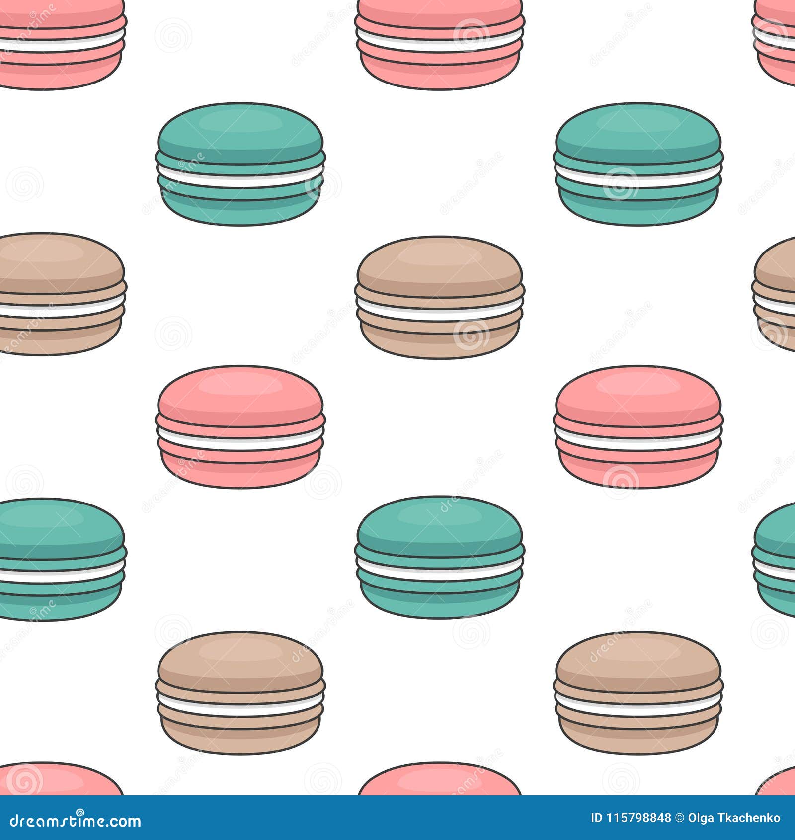 Seamless Pattern with Macaroons. Colorful Macarons Cake Stock Vector ...