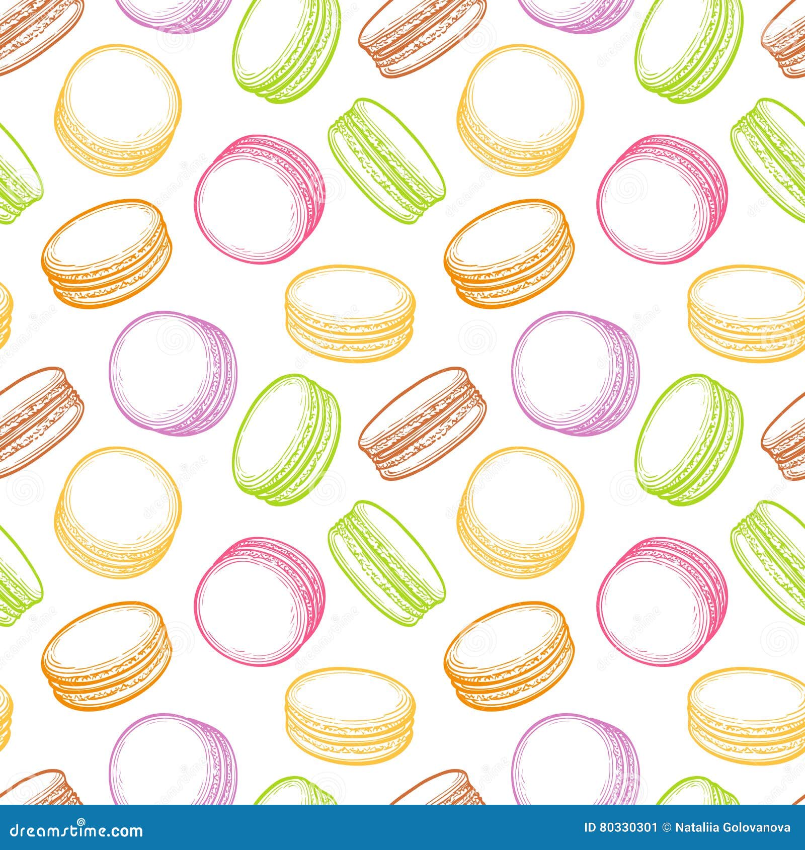 Seamless Pattern with Macaroons. Stock Vector - Illustration of yummy ...