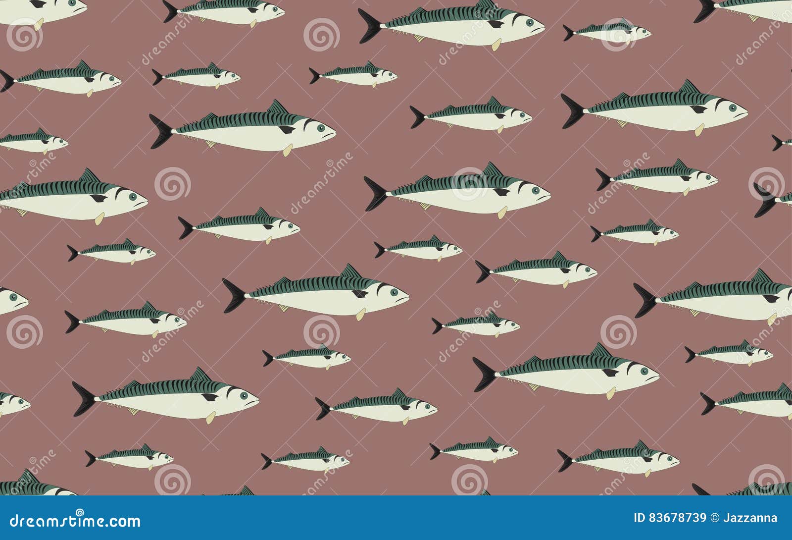 Seamless Pattern Mackerel Fish Stock Vector - Illustration of drawing ...