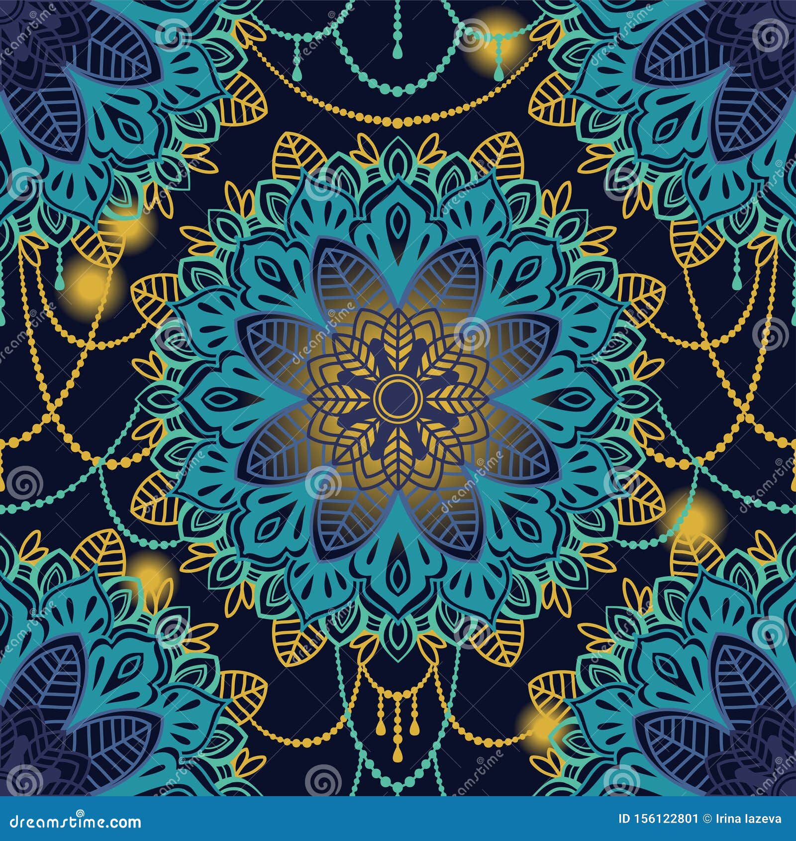 Seamless Pattern with Madala Ornament Stock Vector - Illustration of ...