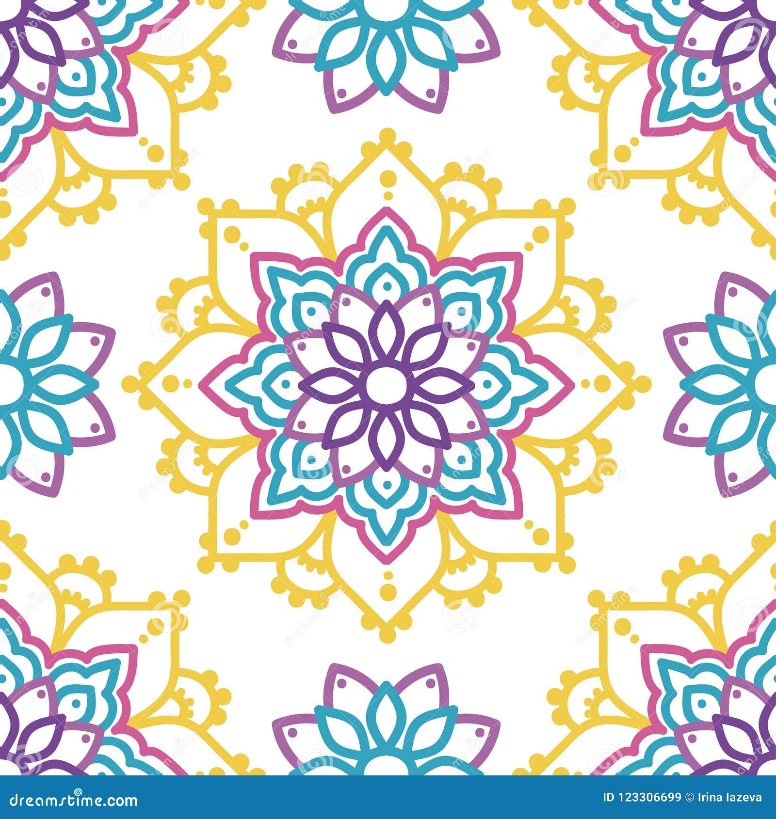 Seamless Pattern with Madala Ornament Stock Vector - Illustration of ...