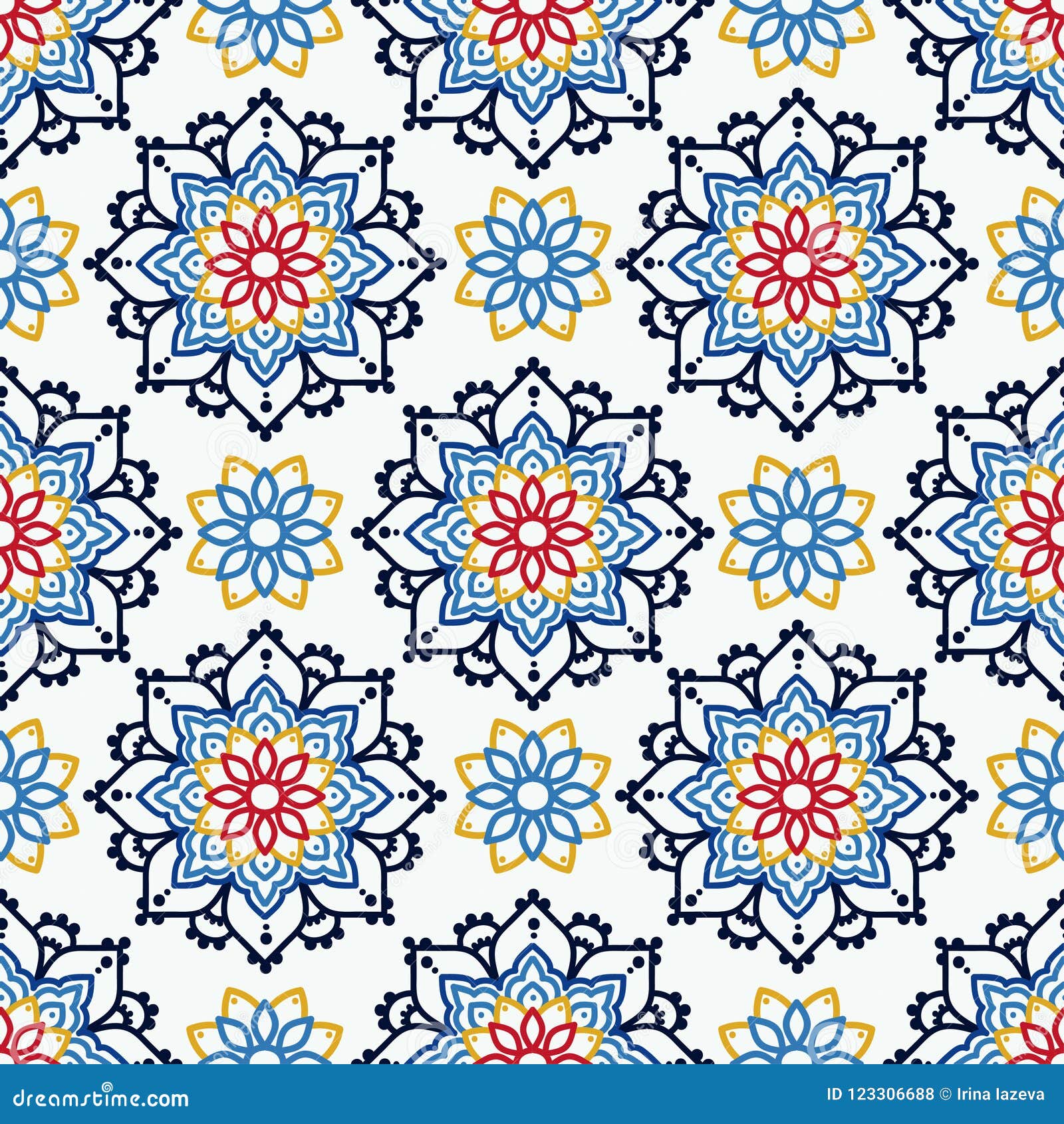 Seamless Pattern with Madala Ornament Stock Vector - Illustration of ...