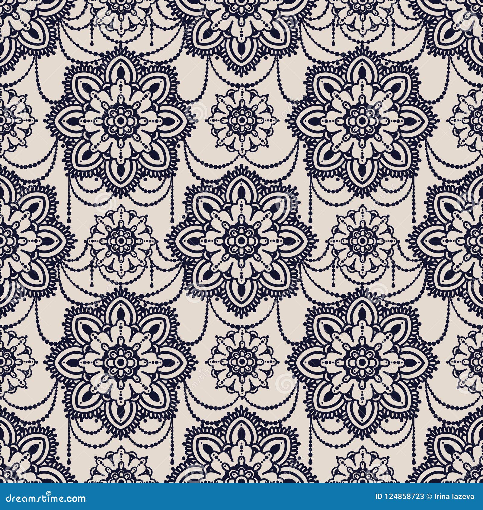 Seamless Pattern with Madala Ornament, Stylized Jewelry Stock Vector ...
