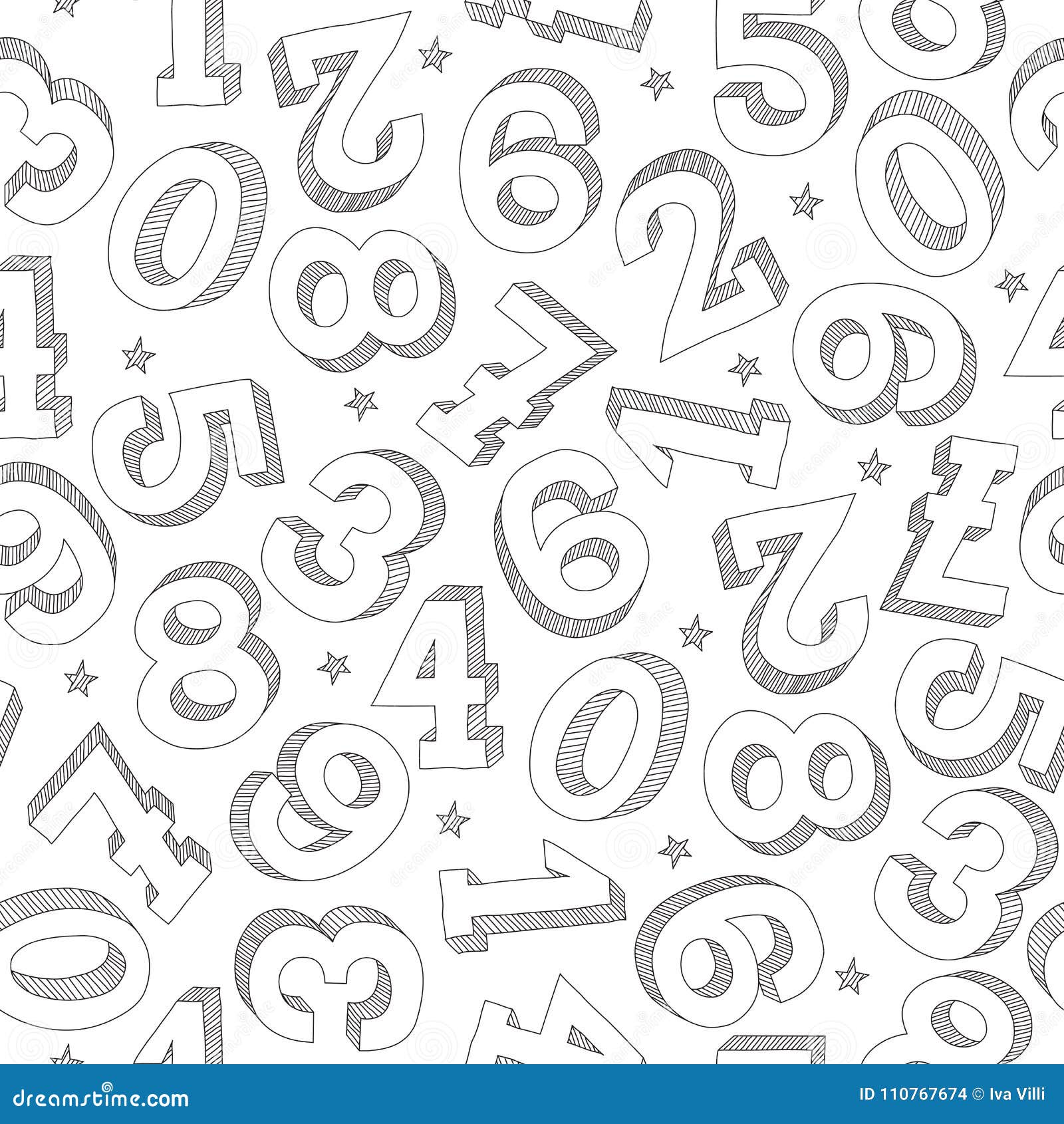 Numbers seamless pattern stock vector. Illustration of eight - 110767674