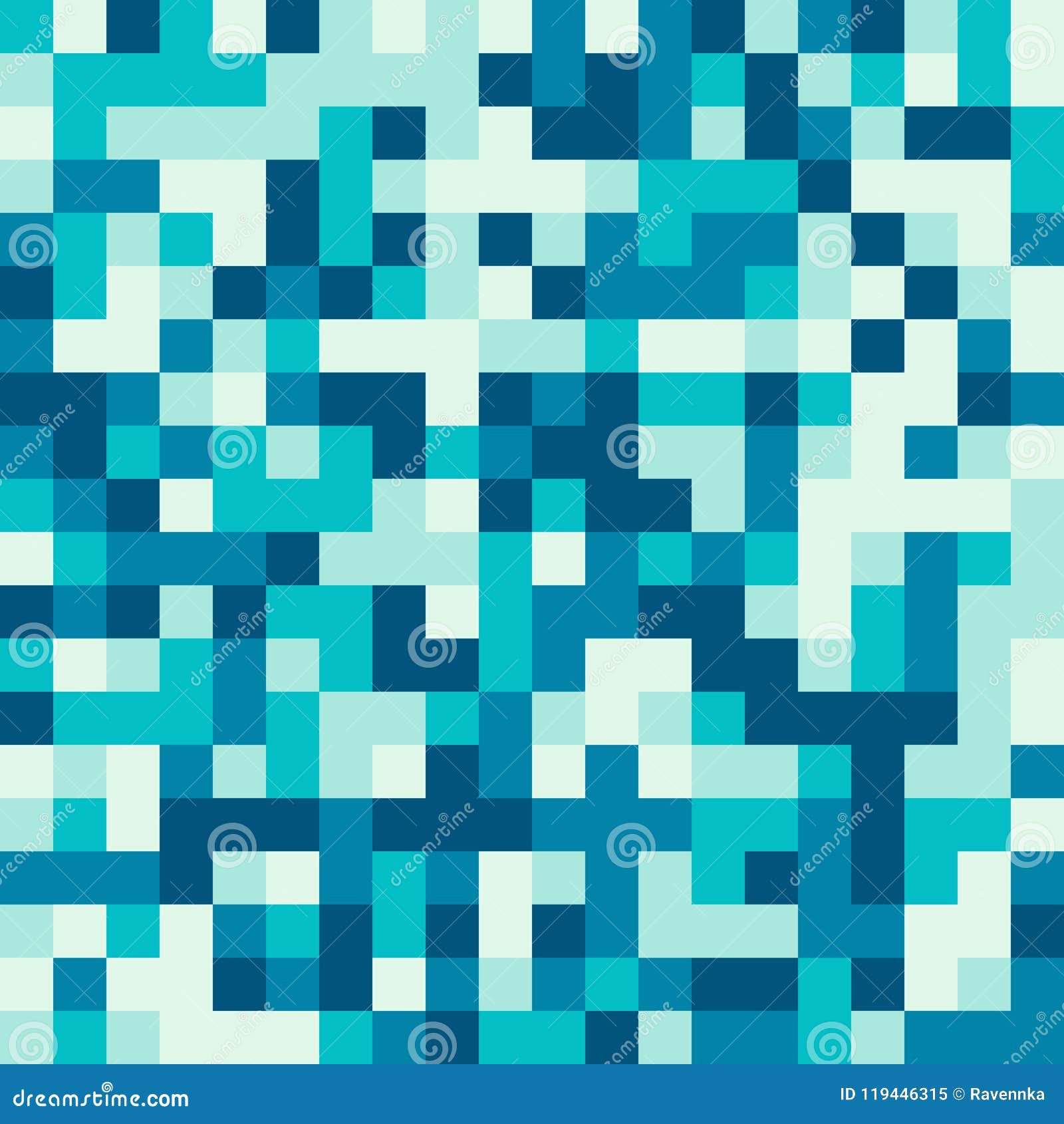 Seamless Pattern Made of Blue and Water Square Elements- Pixel T Stock ...