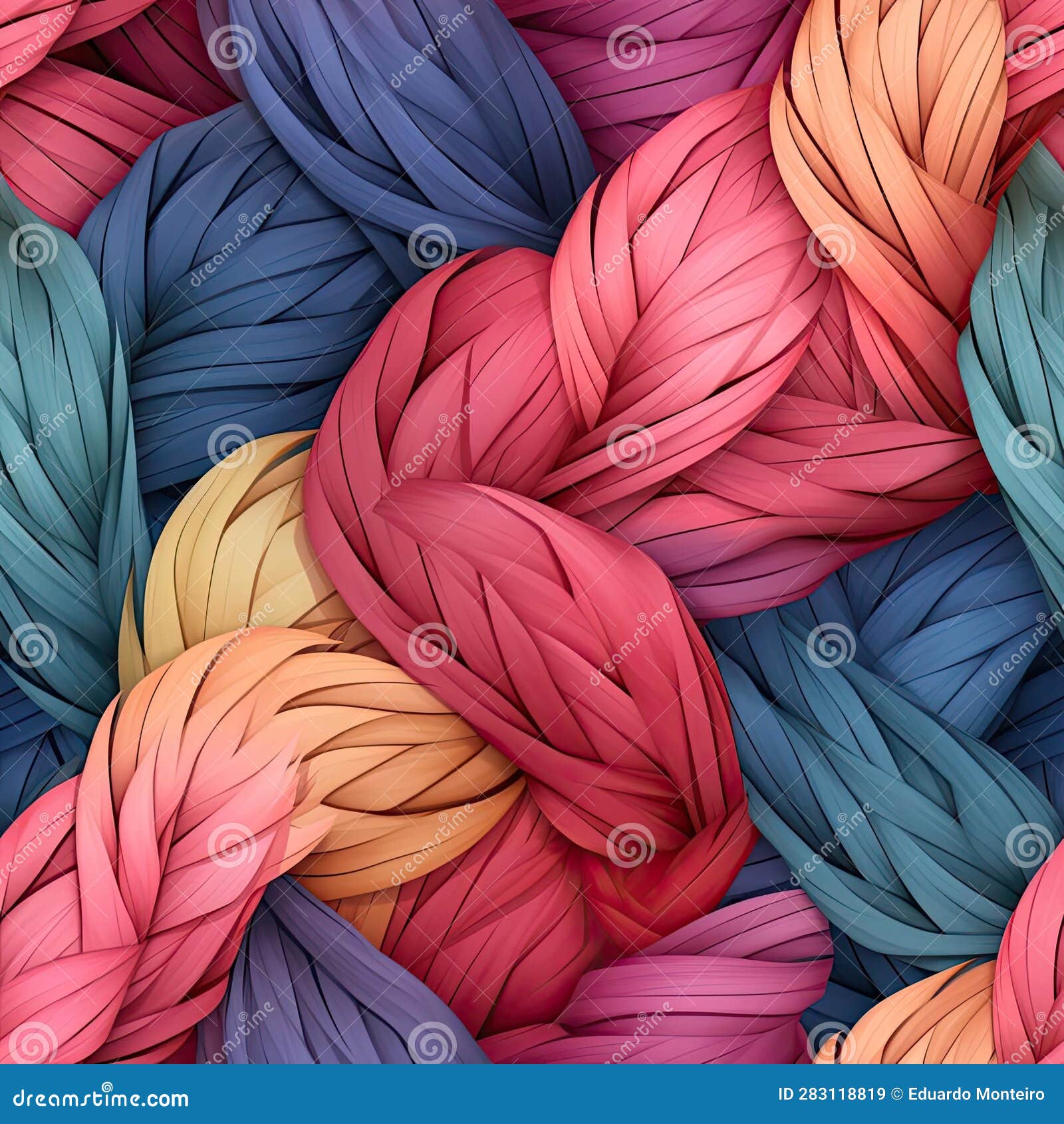 Seamless Pattern Made with Colorful Yarn, Creating Voluminous Forms ...