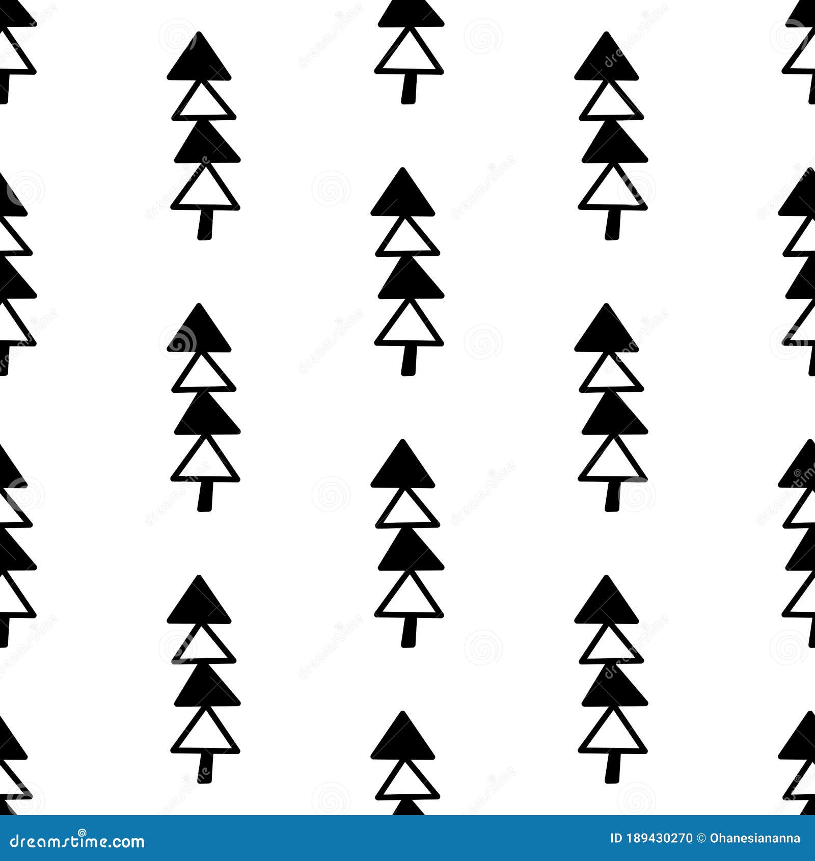 Seamless Pattern Made from Doodle Abstract Fir Trees. Isolated on White ...