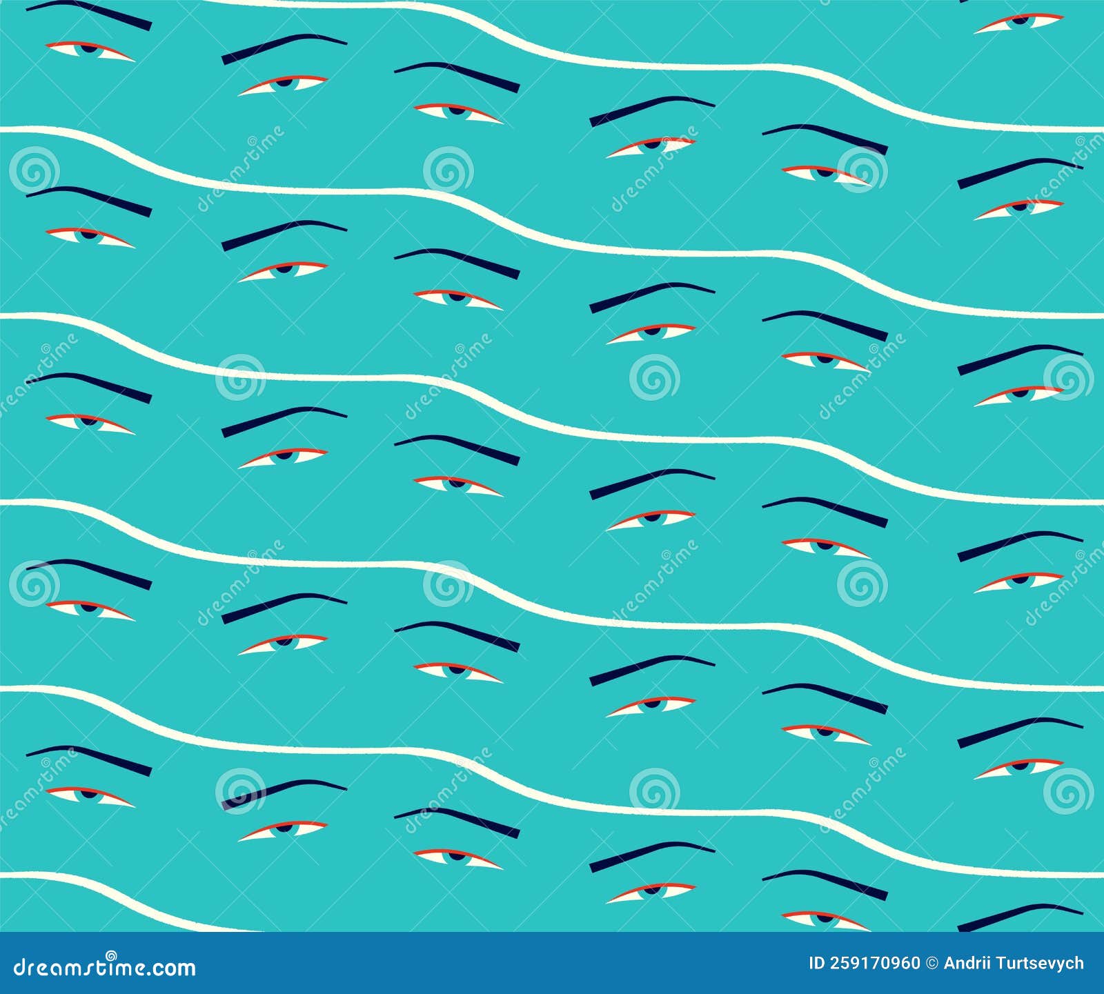 Seamless Pattern Made of Eyes with Makeup, Vector Bold, Punchy Forms ...