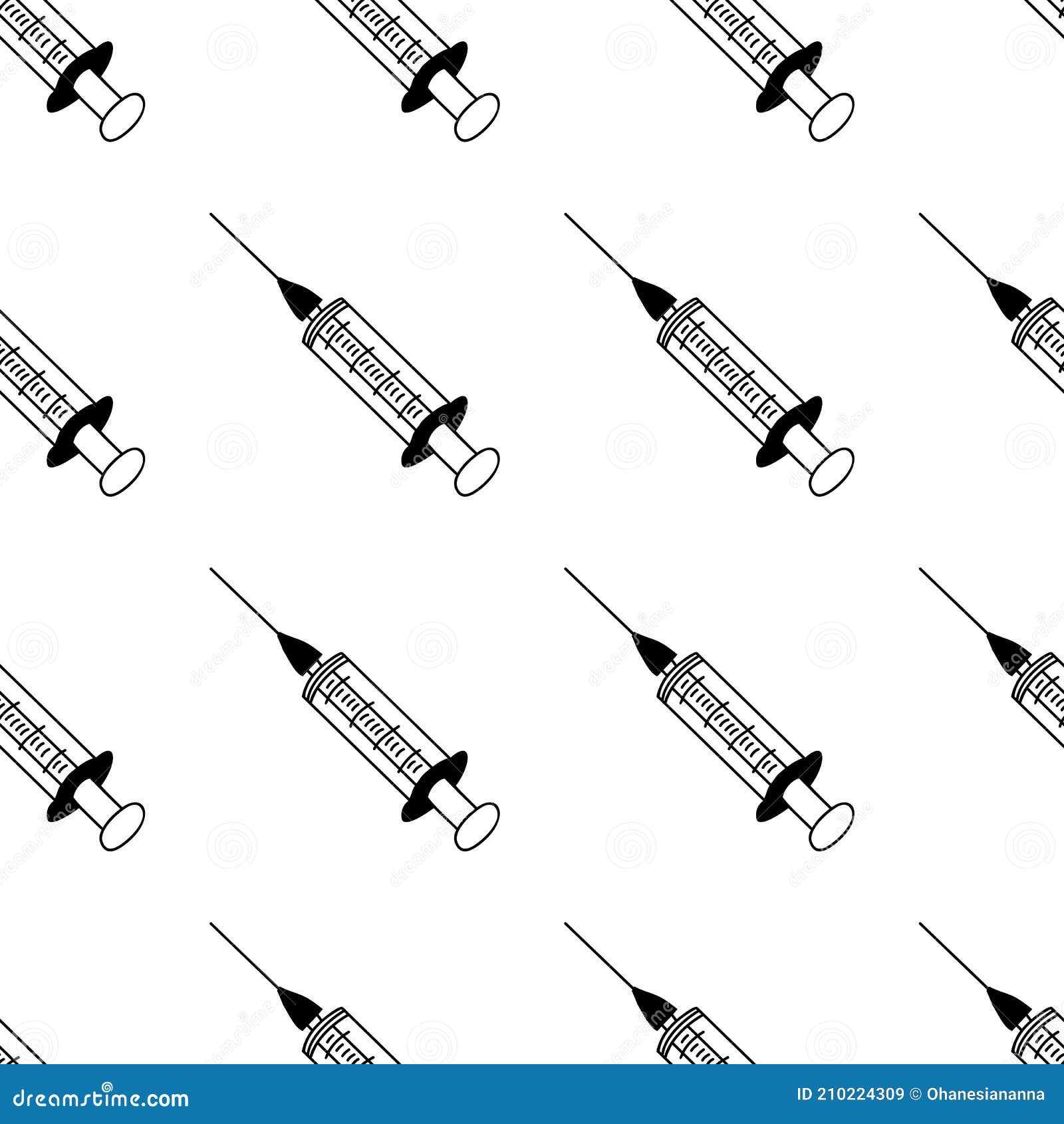 Seamless Pattern Made from Hand Drawn Syringe Illustration. Isolated on ...