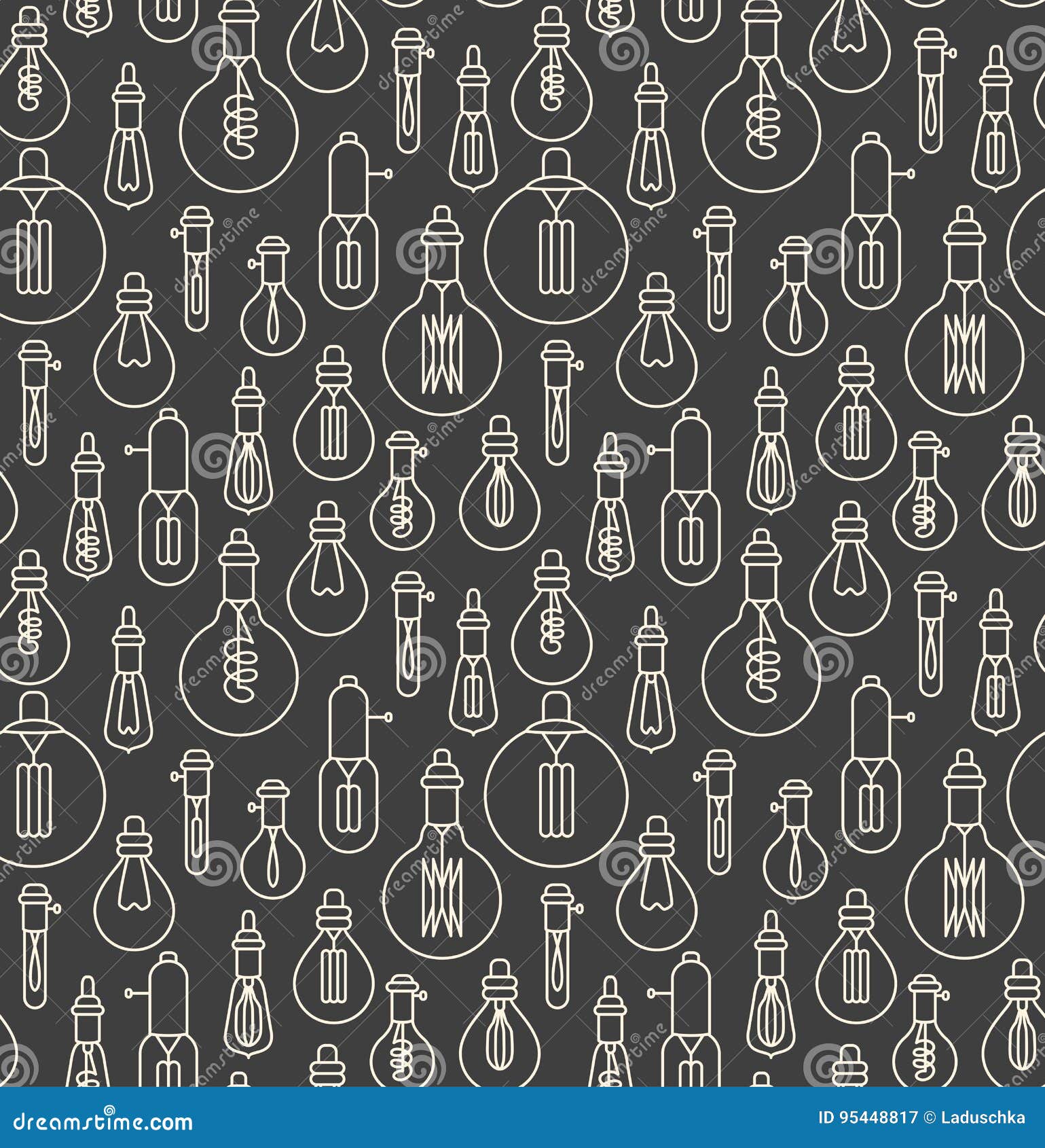 Seamless Pattern Made of Light Bulbs Stock Vector - Illustration of ...