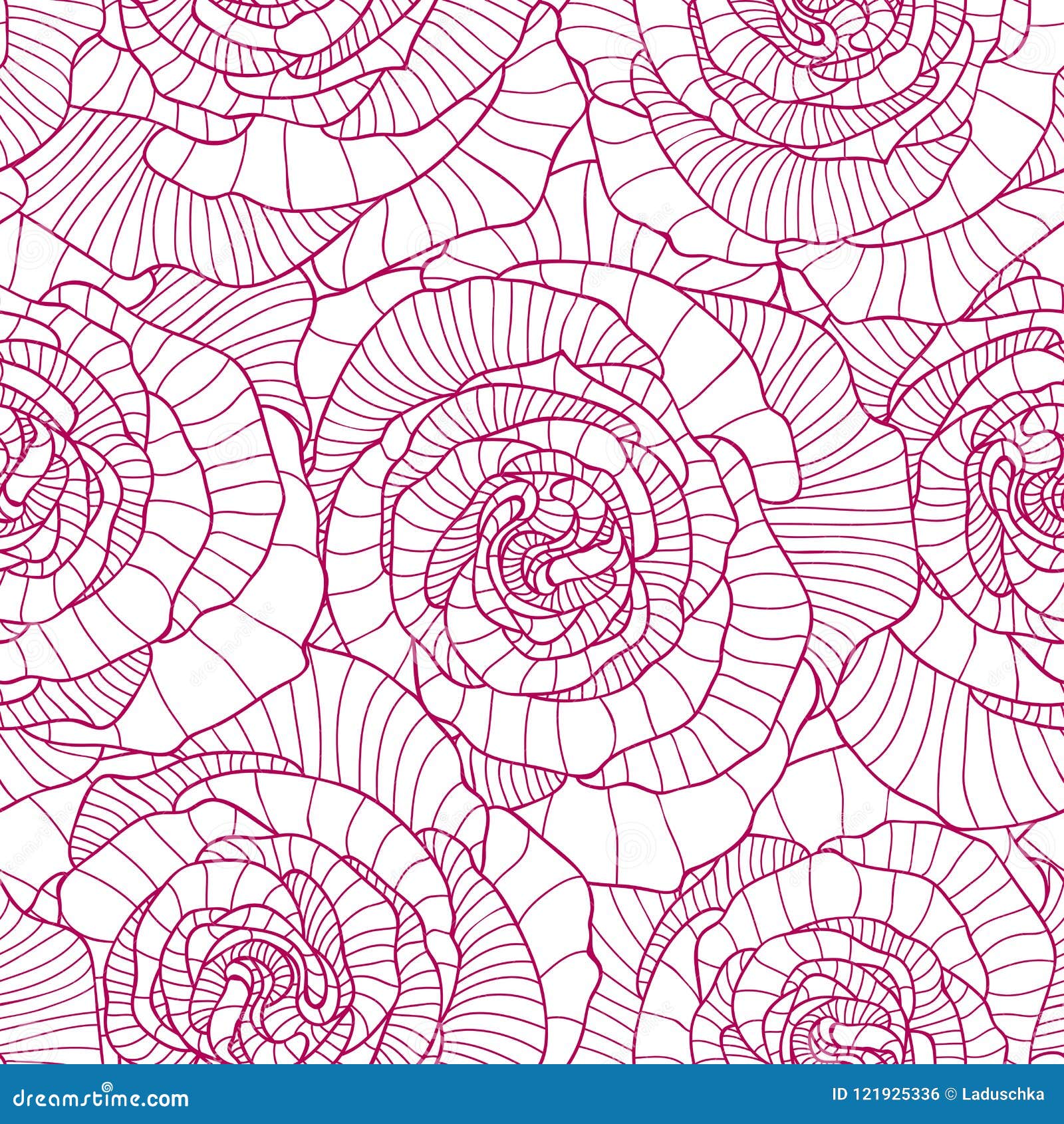 Seamless Pattern Made of Linear Rose Flowers Stock Vector ...