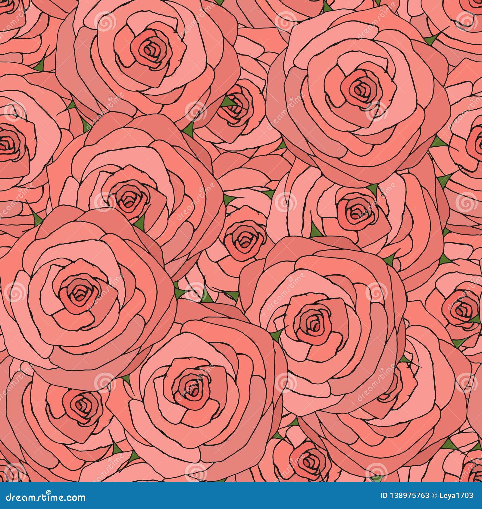 Seamless Pattern Made from Pink Roses. Stock Vector - Illustration of ...