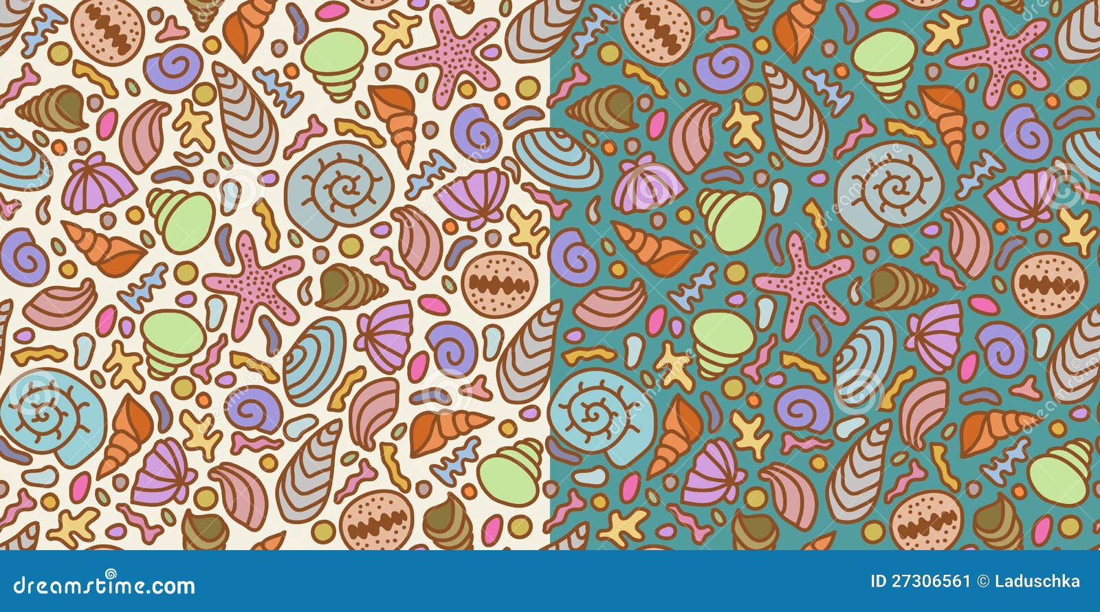 Seamless Pattern Made of Shells and Sand. Stock Vector - Illustration ...