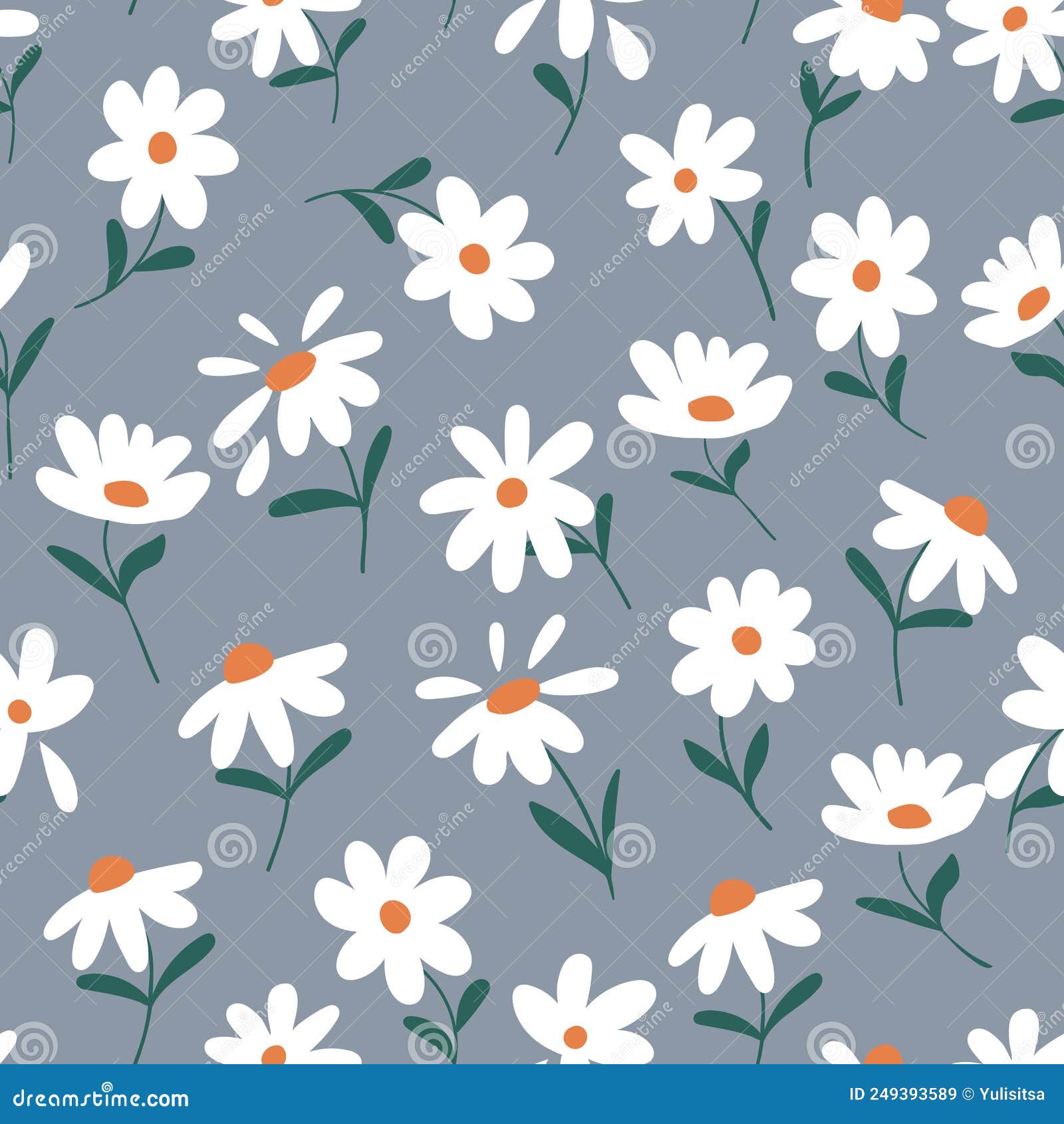 Seamless Pattern Made with Simple Daisy Flowers Stock Vector ...