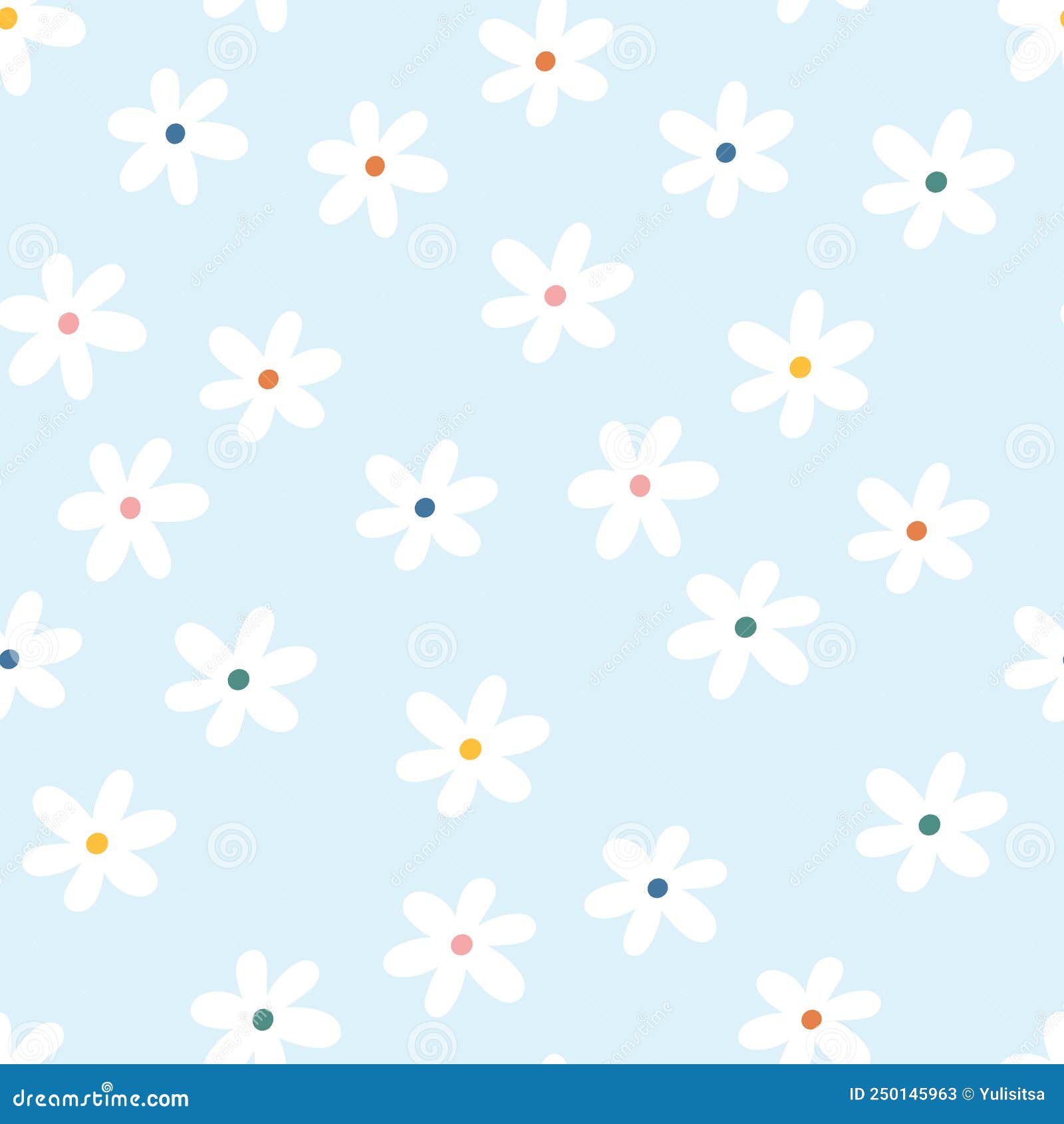 Seamless Pattern Made with Simple Daisy Flowers Stock Vector ...