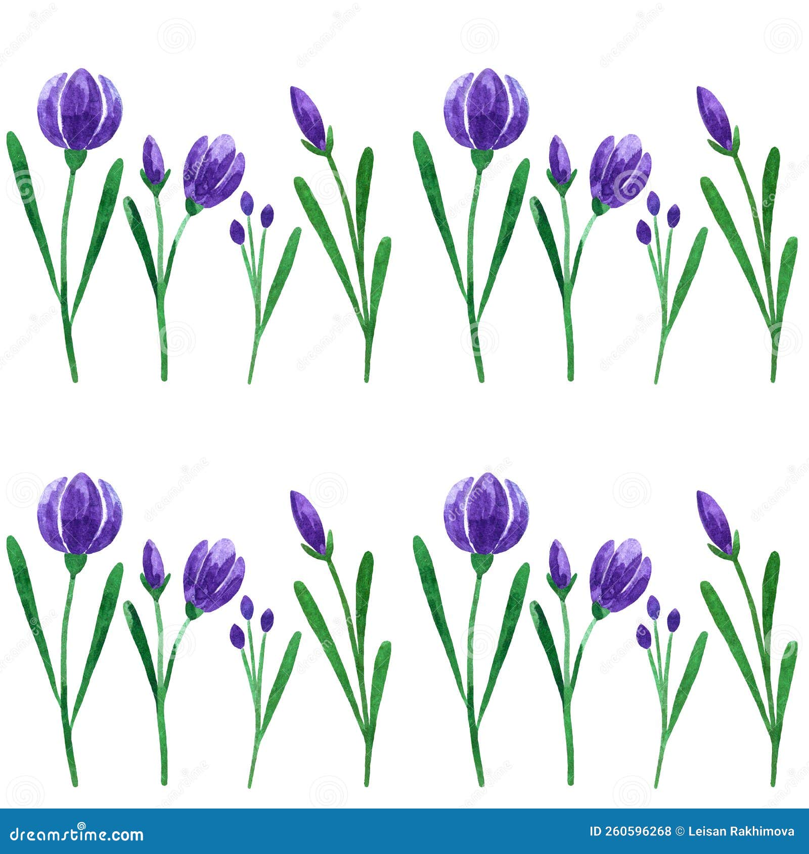 Seamless Pattern Made of Tiny Purple Flowers One by One on a White ...