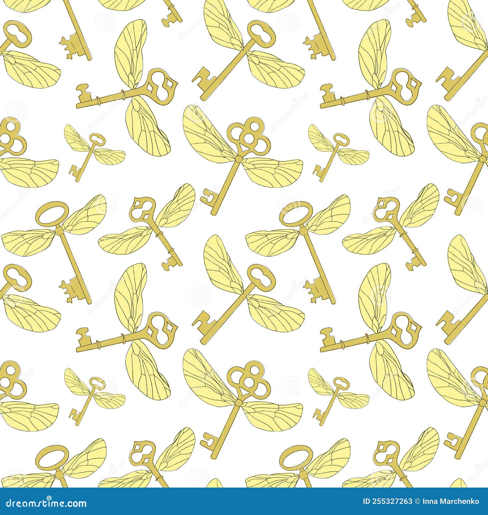 Seamless Pattern with Magic Keys with Wings. Stock Vector ...