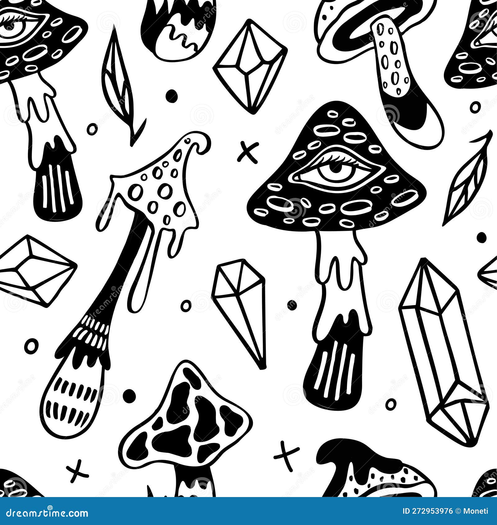 Seamless Pattern with Magic Mushroomst. Psychedelic Hallucination ...