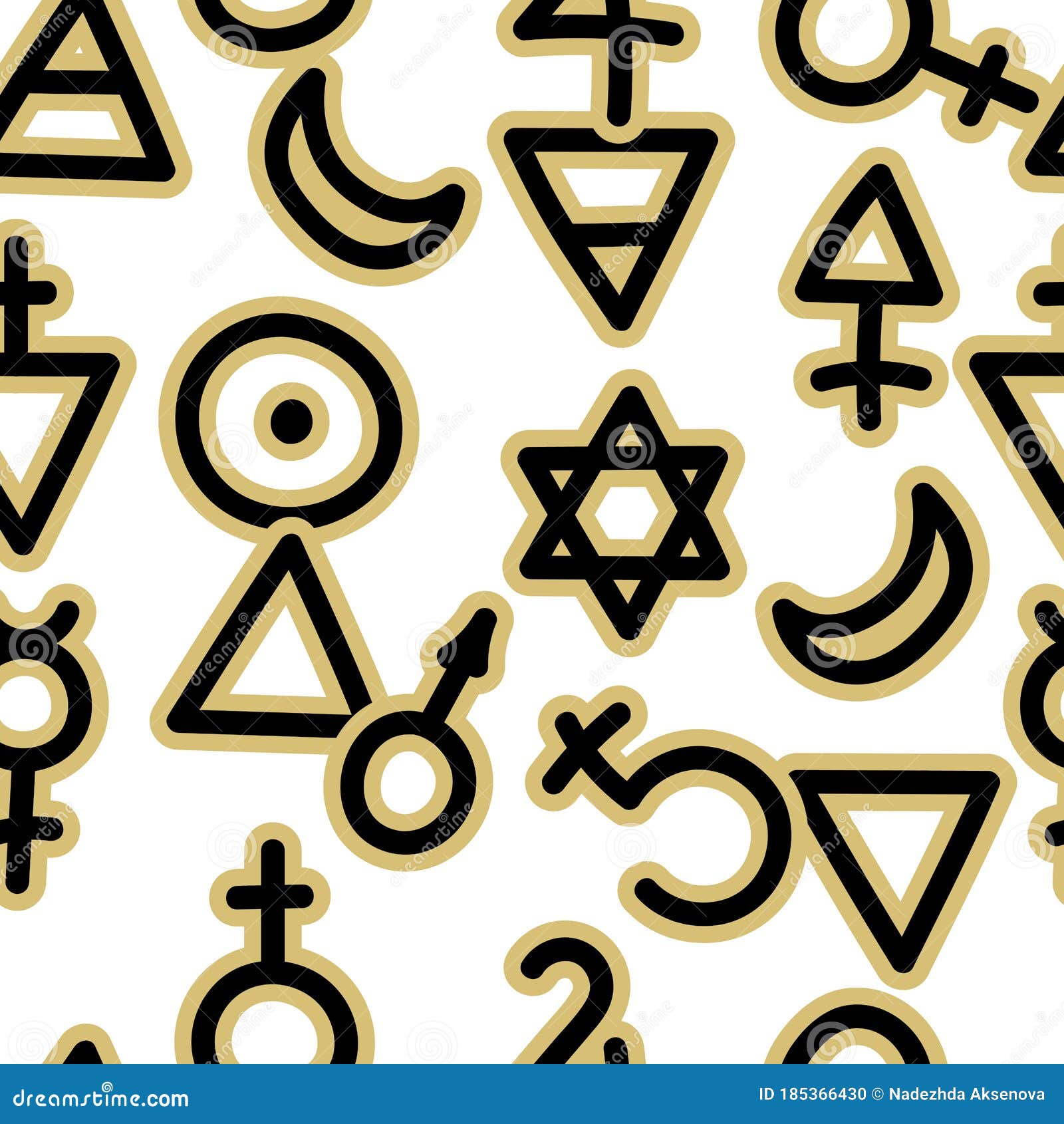 Seamless Pattern with Magical Esoteric, Runic Symbols . Sacred Geometry ...