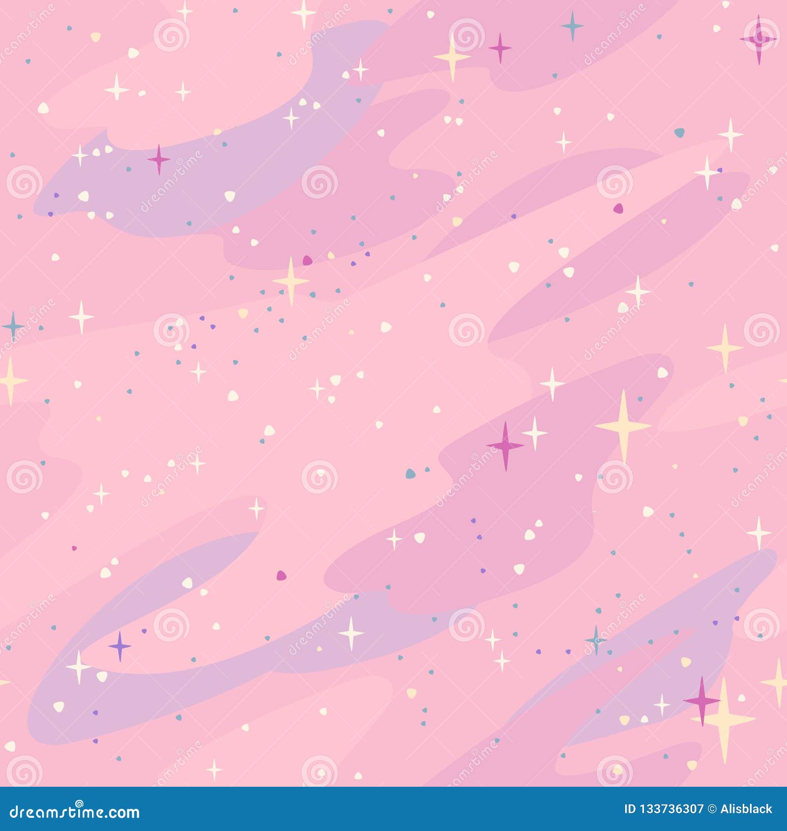 Seamless Pattern with Magical Sparkling Starry Sky in a Pastel Stock ...